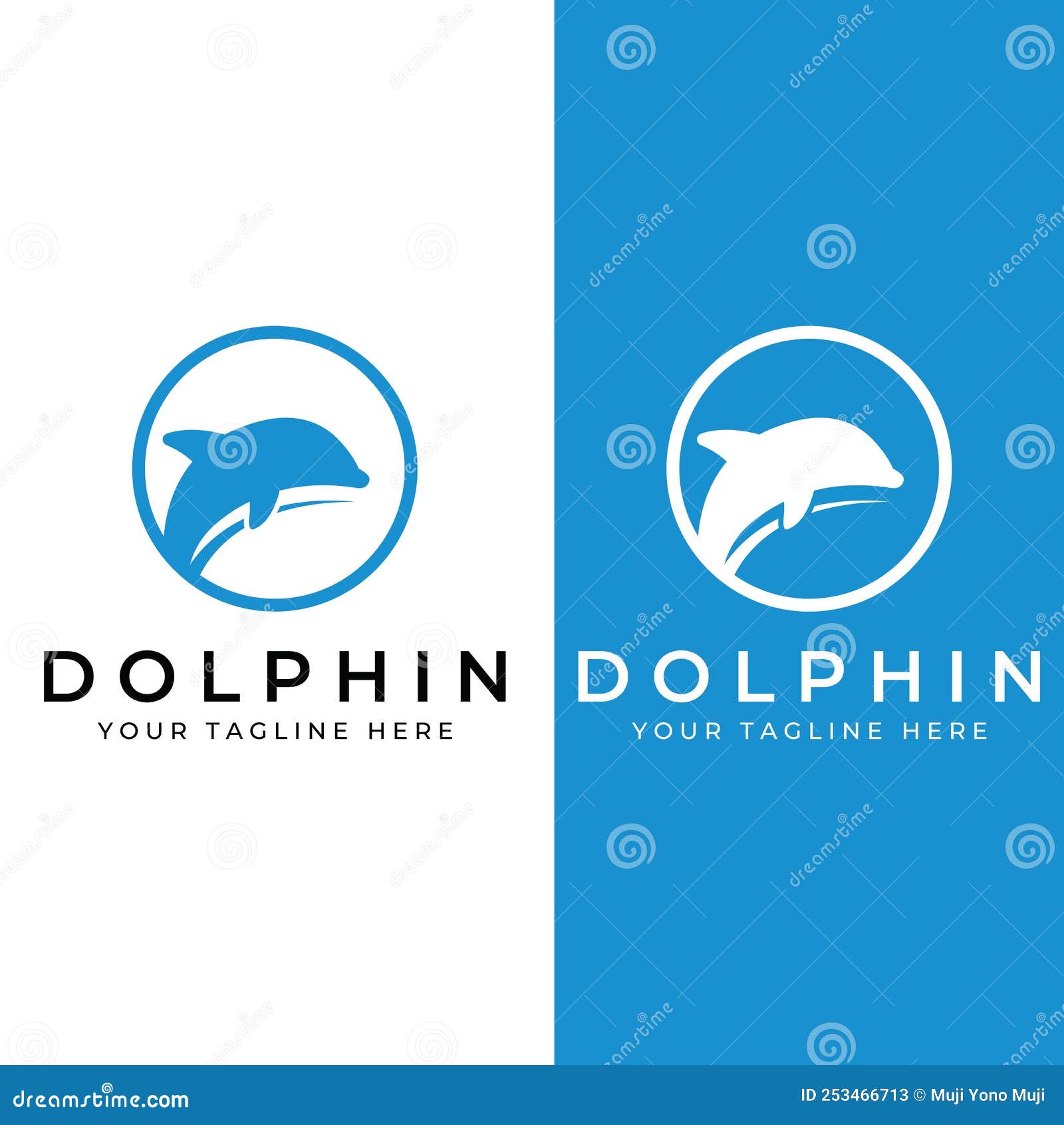 Dolphin Logo. Dolphin Jumping on the Waves of Sea or Beach. with Vector ...
