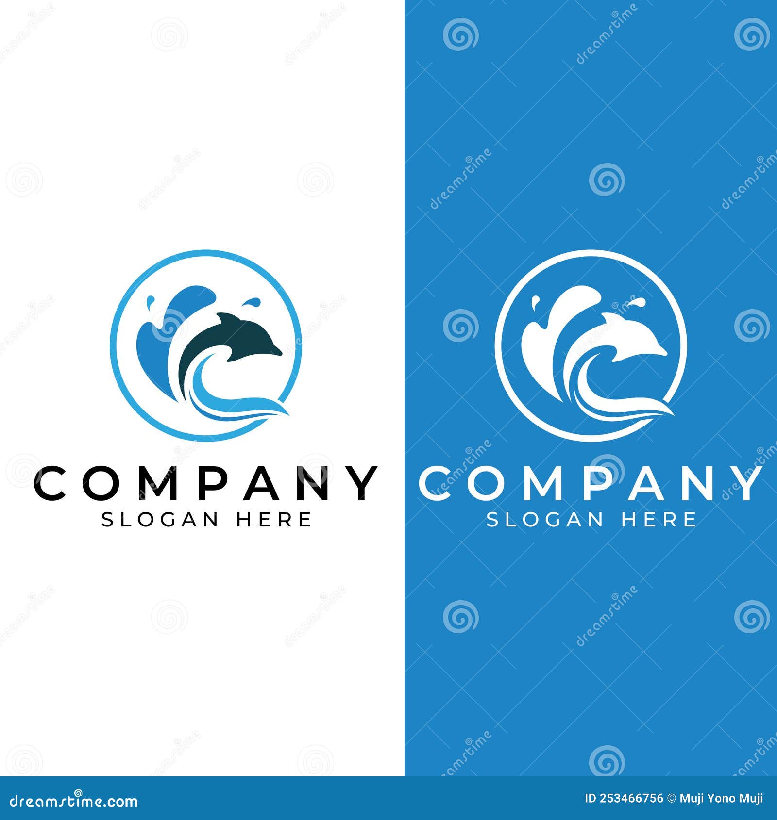 Dolphin Logo. Dolphin Jumping on the Waves of Sea or Beach. with Vector ...