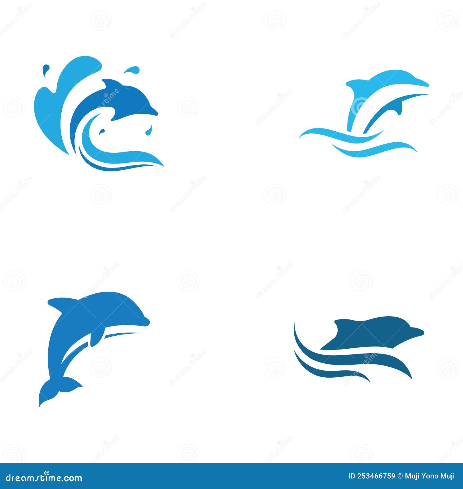 Dolphin Logo. Dolphin Jumping on the Waves of Sea or Beach. with Vector ...