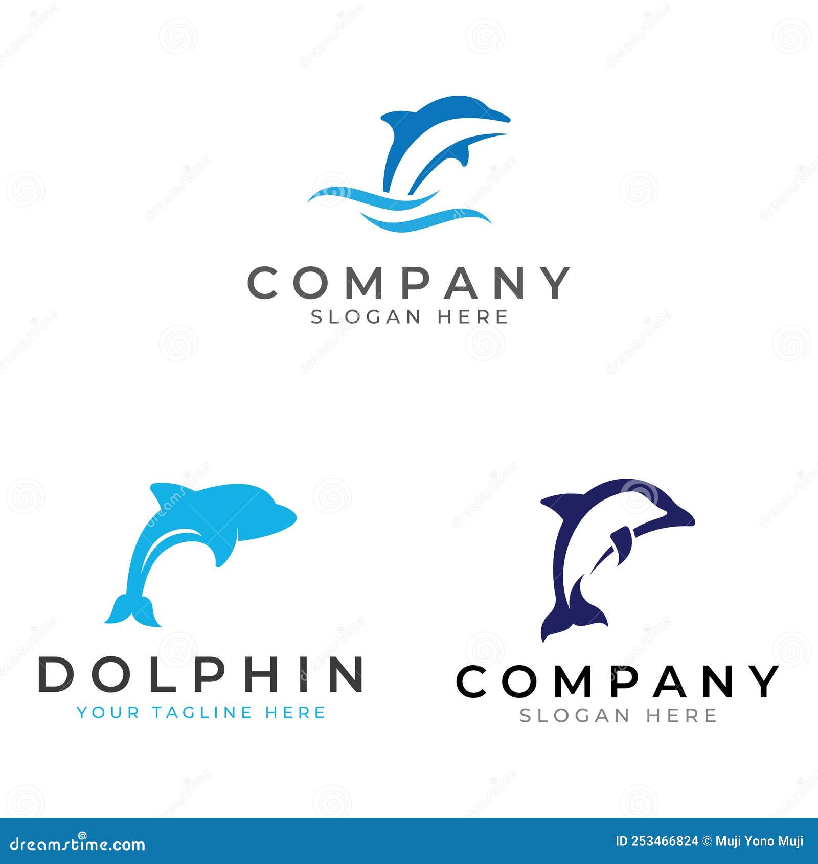 Dolphin Logo. Dolphin Jumping on the Waves of Sea or Beach. with Vector ...