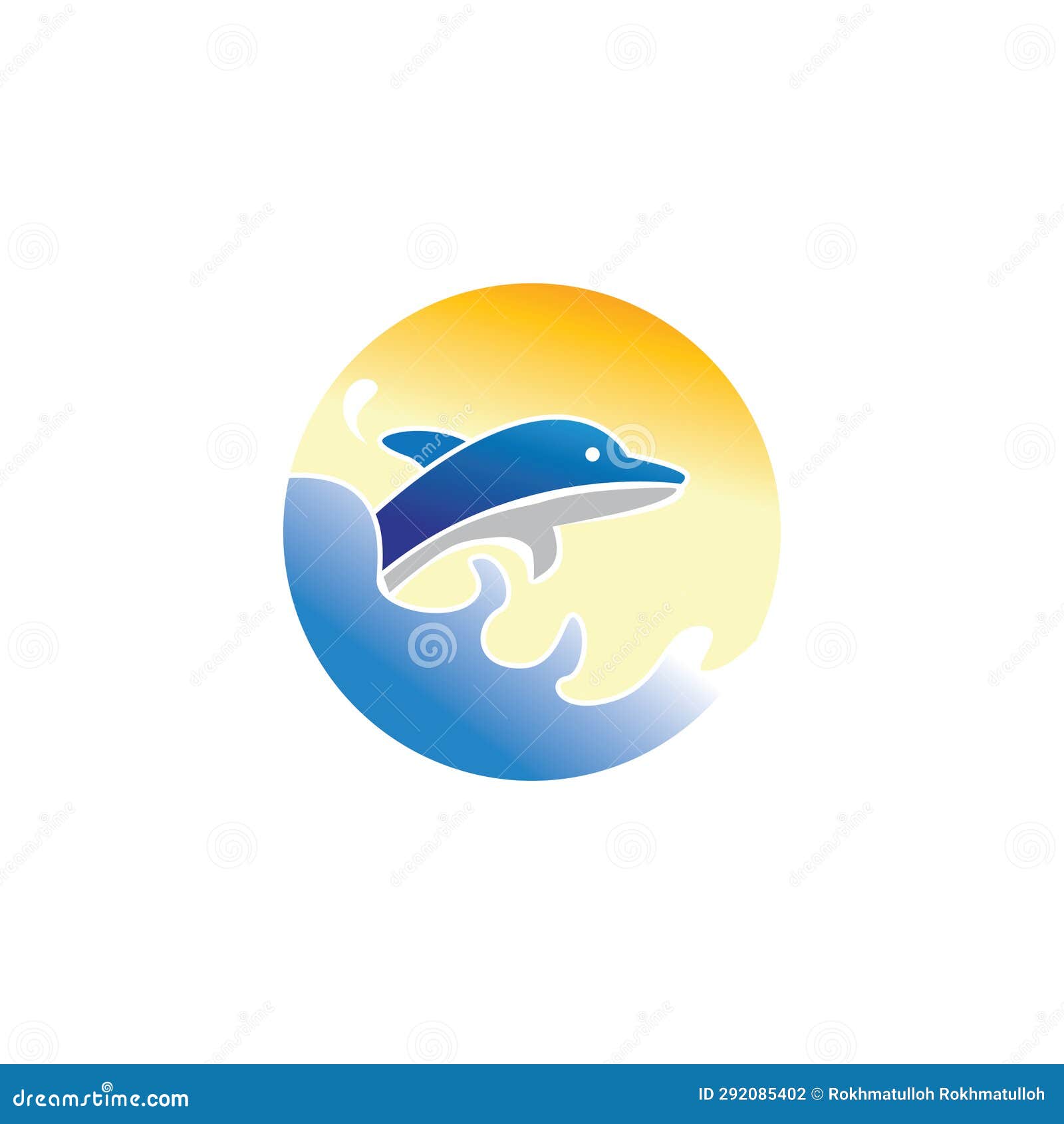 Dolphin Logo Sea Water Circle Color Vector Illustration Design Stock ...