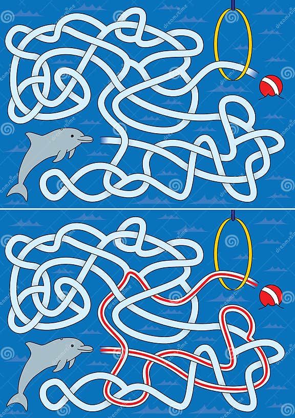 Dolphin maze stock vector. Illustration of drawing, maze - 108940207