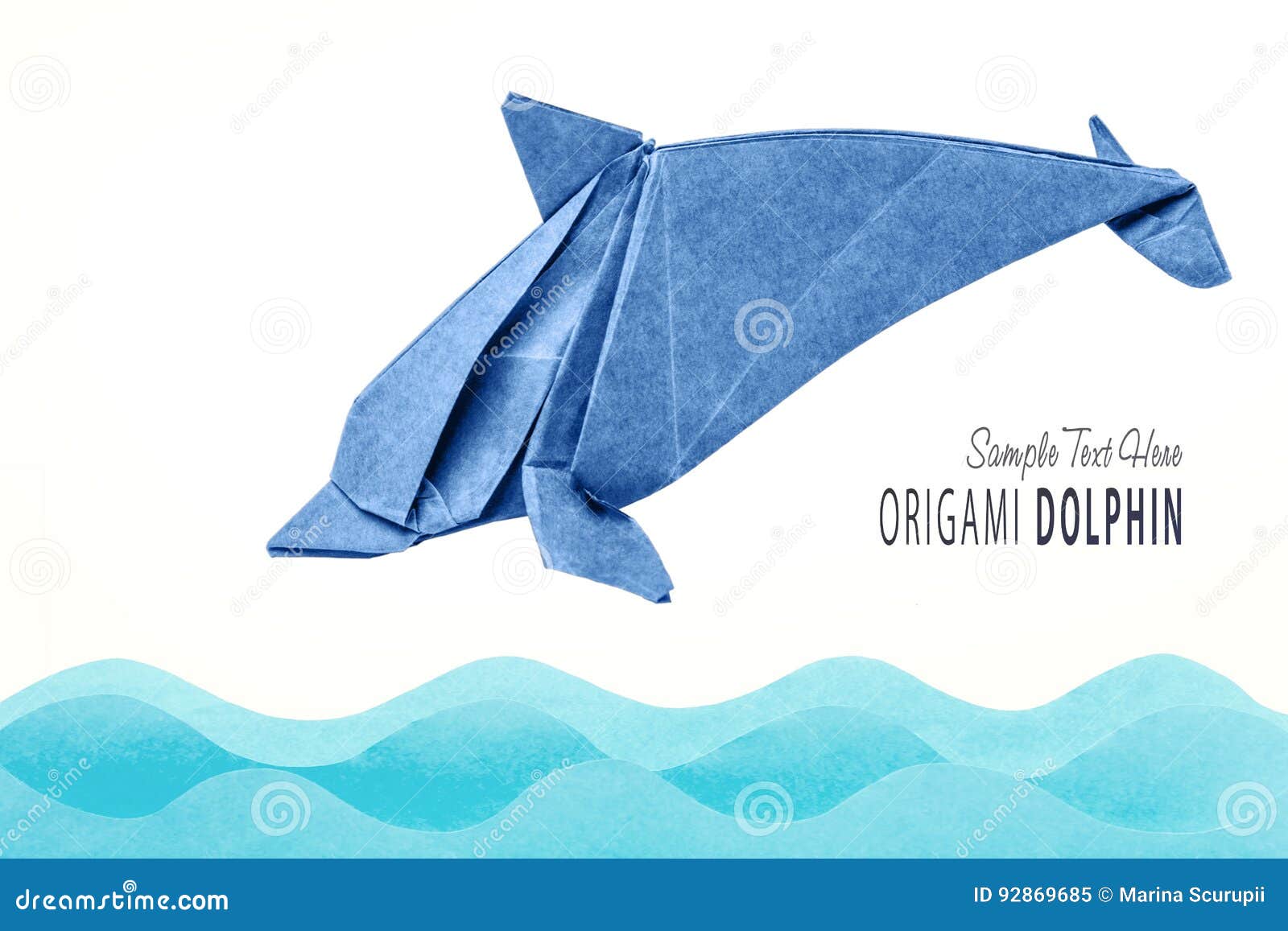 Dolphin origami of paper stock illustration. Illustration of mammal ...