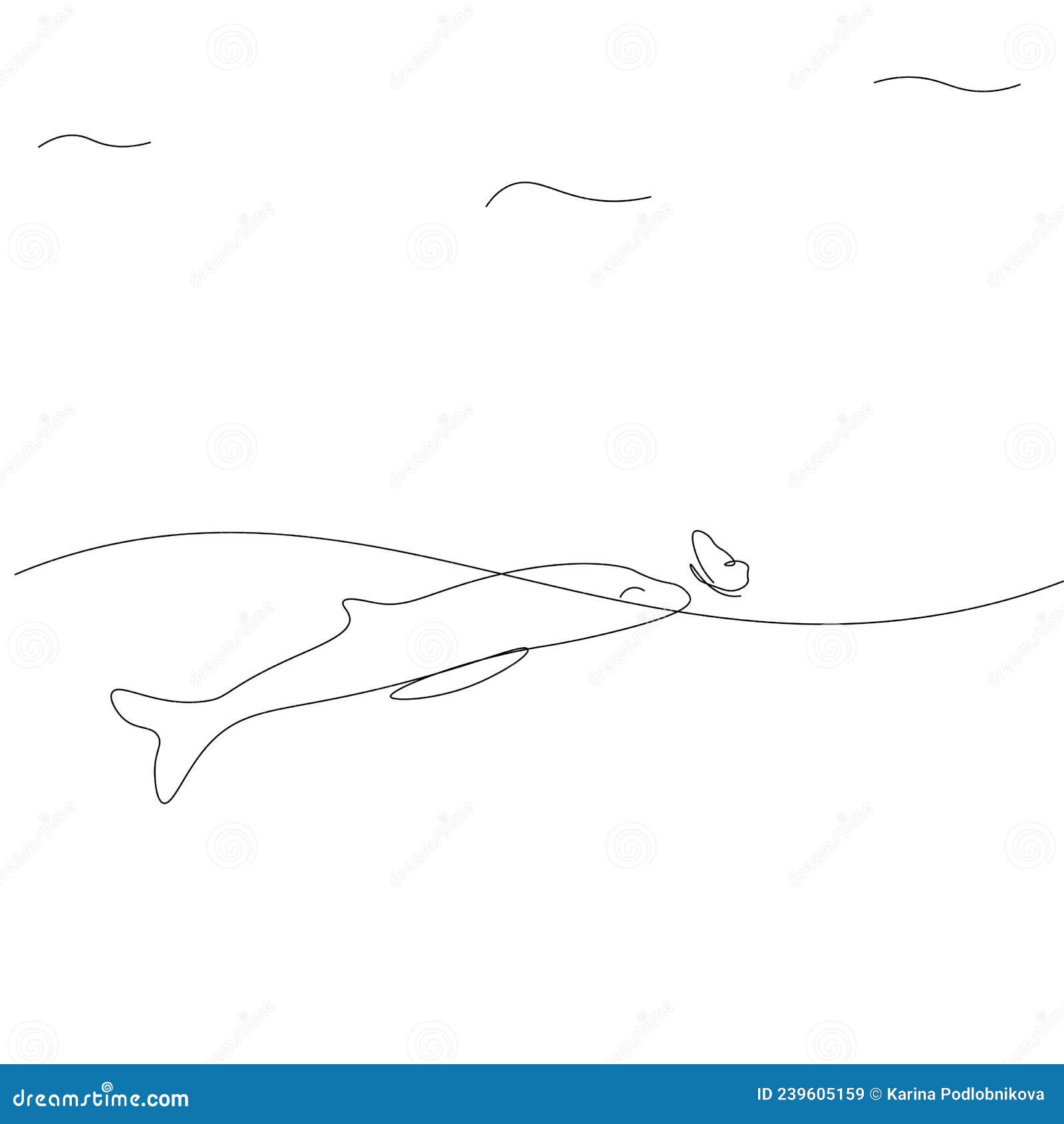 Dolphin Play with Butterfly, Vector Illustration Stock Vector ...