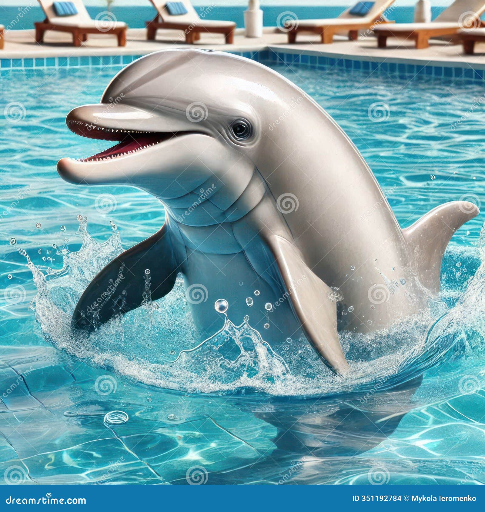 Dolphin in a Pool with Splashes of Water. Stock Photo - Image of ...