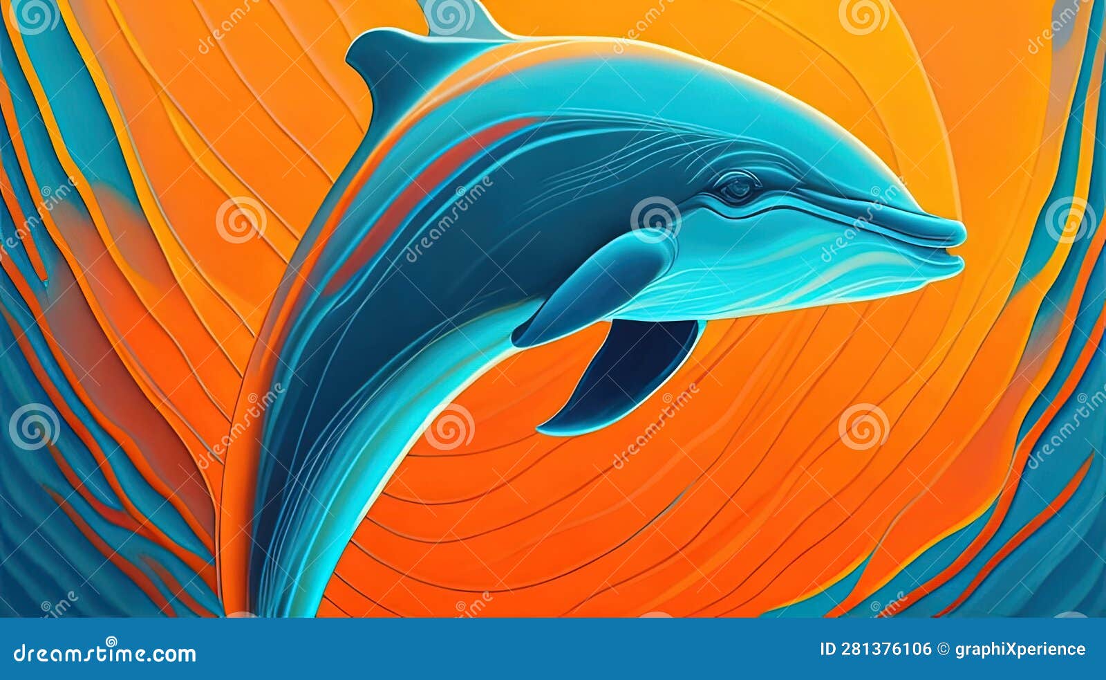 Dolphin Pop Dreamscape stock illustration. Illustration of escape ...