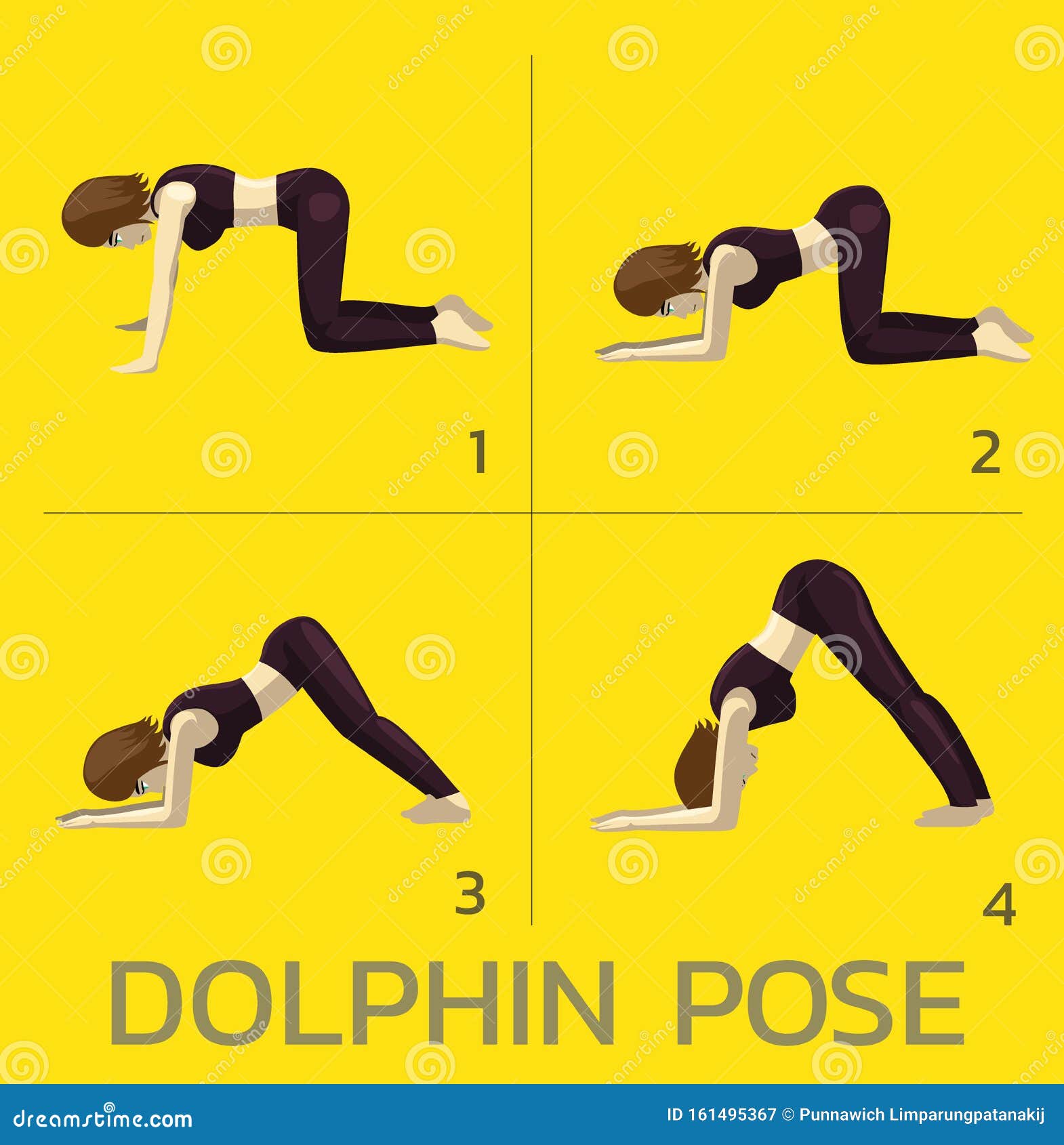Dolphin Pose Yoga Manga Tutorial How Cartoon Vector Illustratie Vector ...