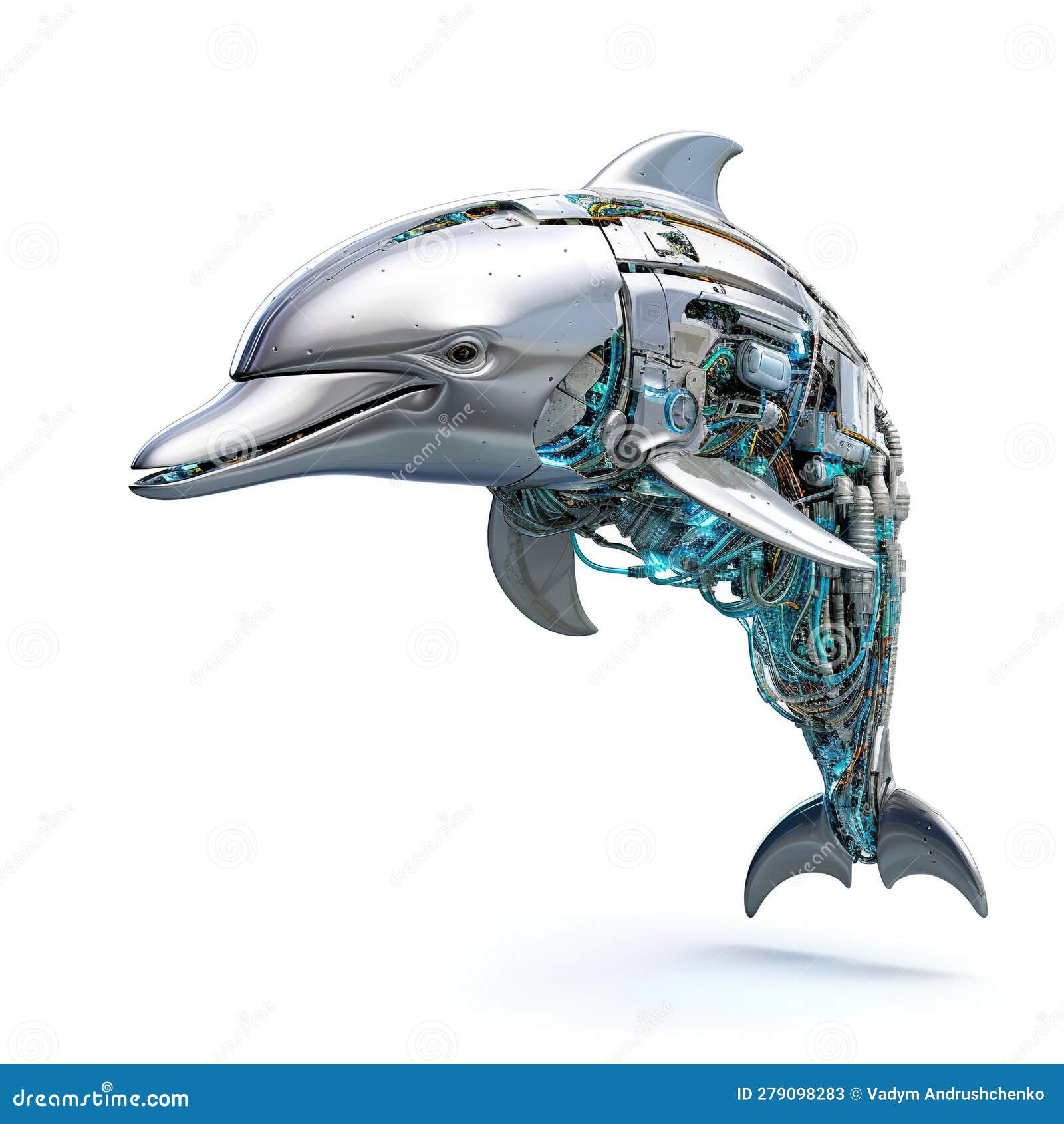 Dolphin Robot, Robotic Fish Isolated Over White Background. Created ...