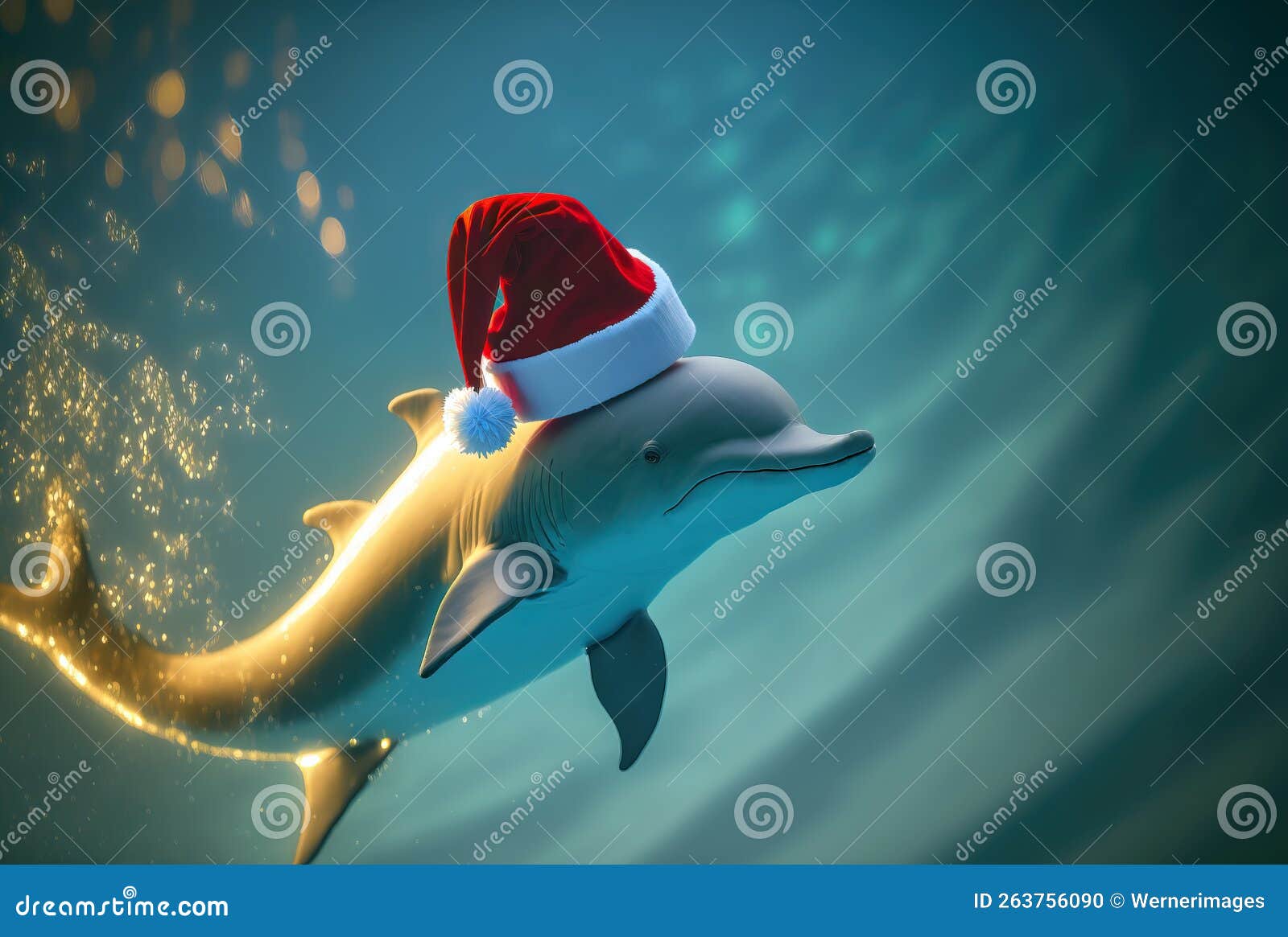 A dolphin with santa hat stock illustration. Illustration of santa ...