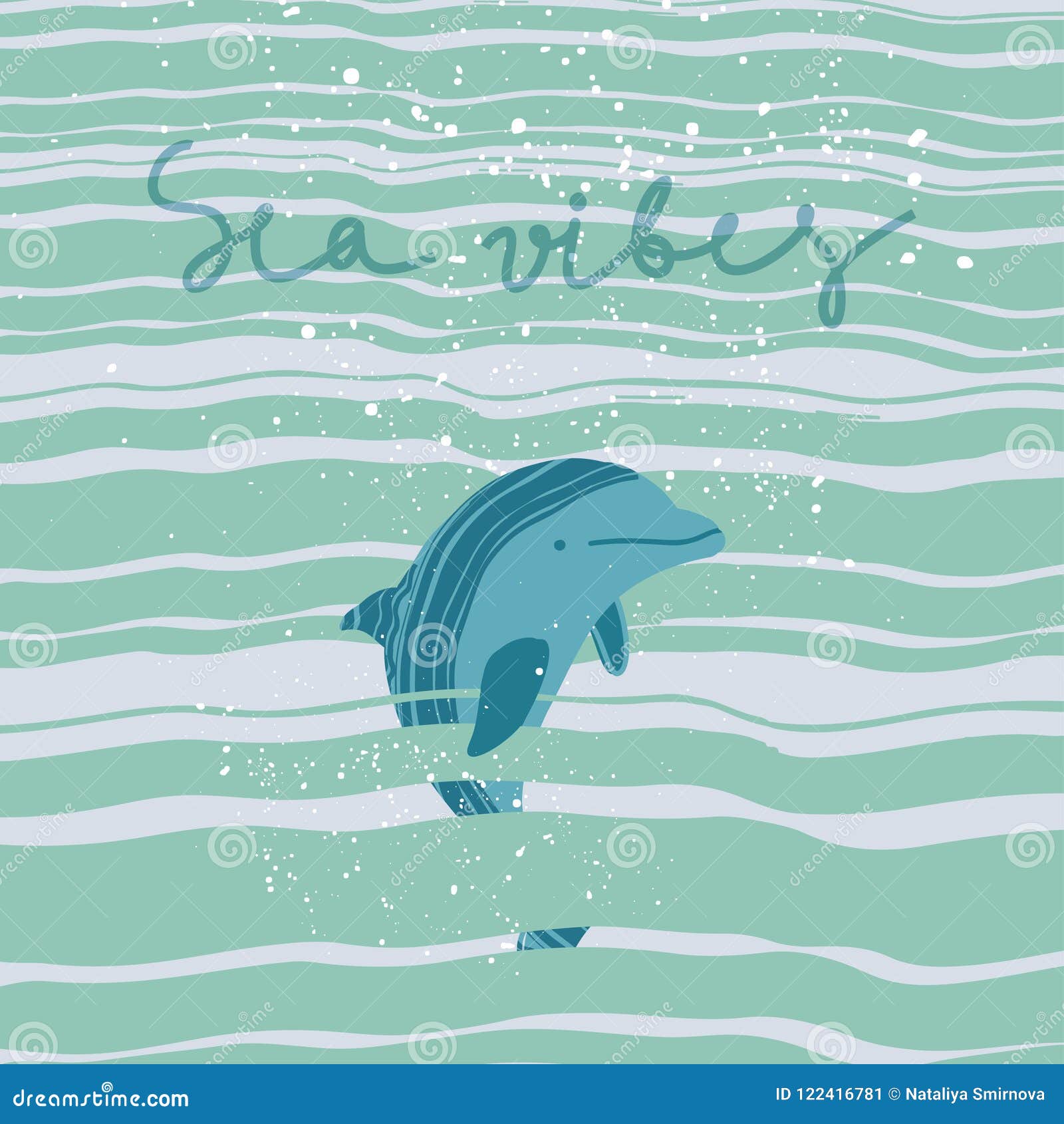 Dolphin in the Sea. Vector Illustration Stock Vector - Illustration of ...