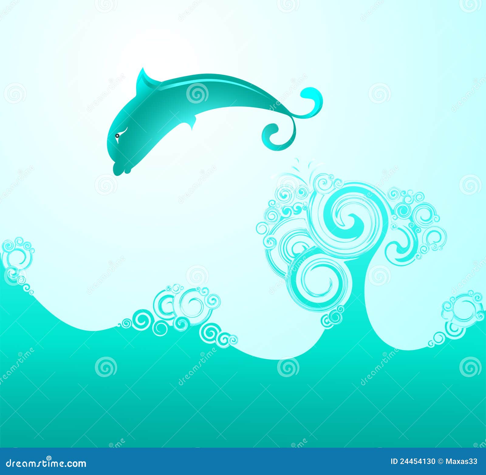 The Dolphin in Sea Waves. Vector. Stock Vector - Illustration of mammal ...