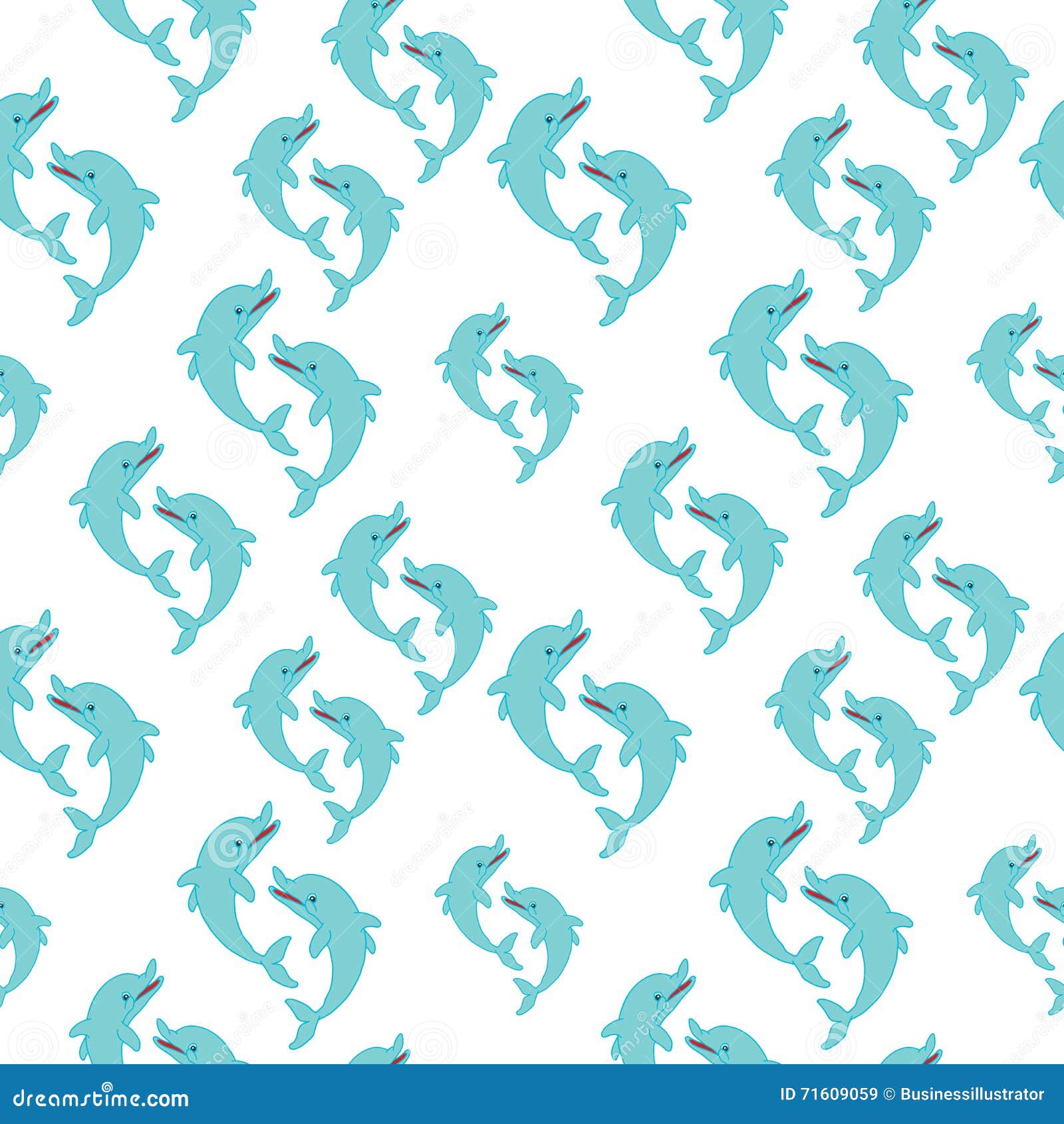 Dolphin Seamless 2d Pattern on Blue Background Stock Illustration ...
