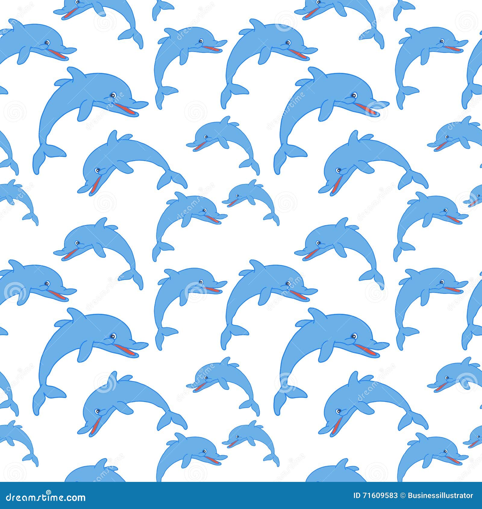 Dolphin Seamless 2d Pattern on Blue Background Stock Illustration ...