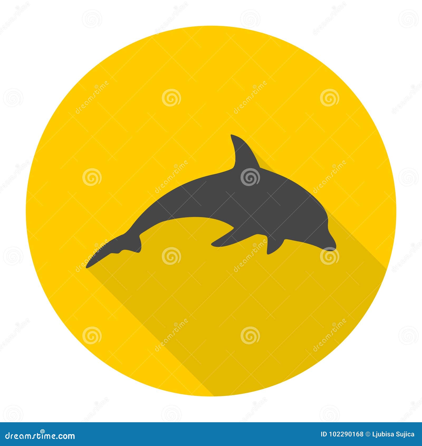 Dolphin Silhouette Icon with Long Shadow Stock Vector - Illustration of ...
