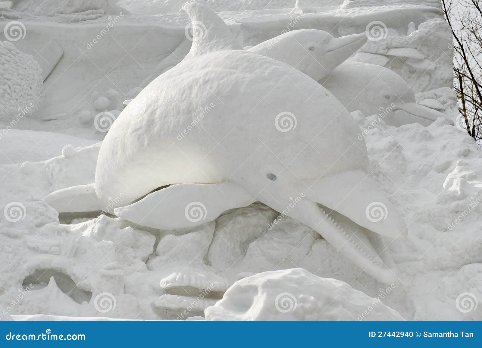Dolphin Snow Sculpture editorial image. Image of sculptures - 27442940