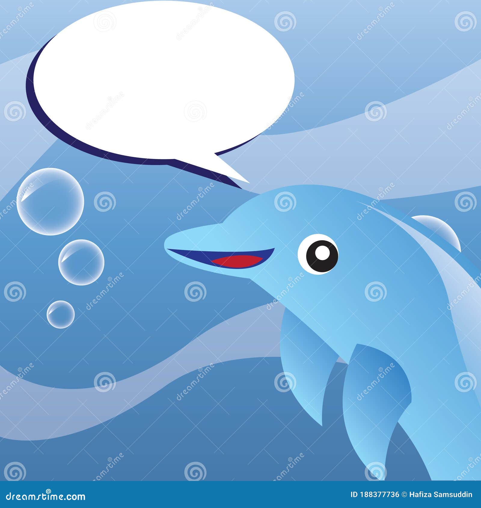 Dolphin with Speech Bubble. Vector Illustration Decorative Design Stock ...