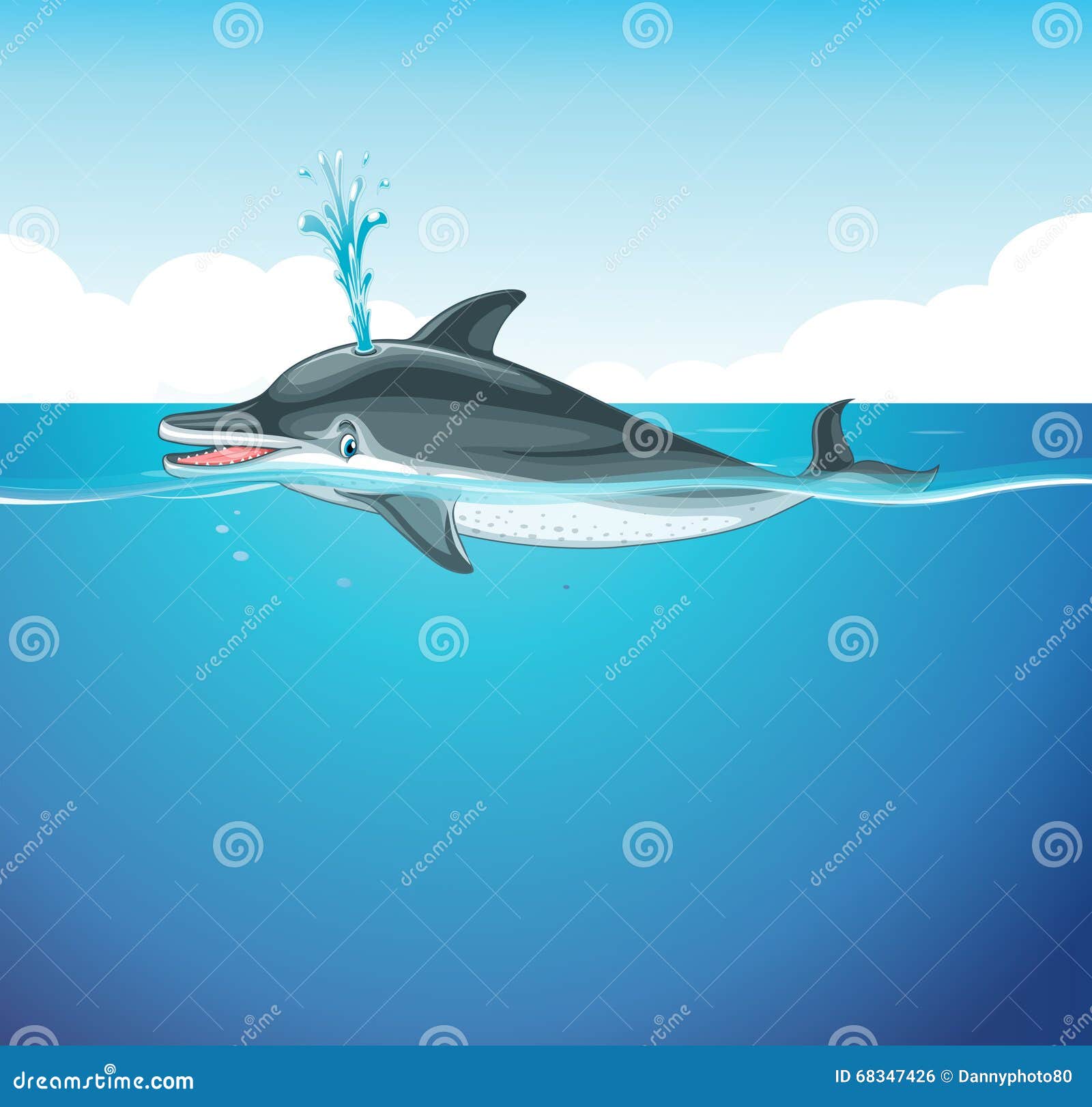 Dolphin Splashing Water in the Sea Stock Vector - Illustration of ...