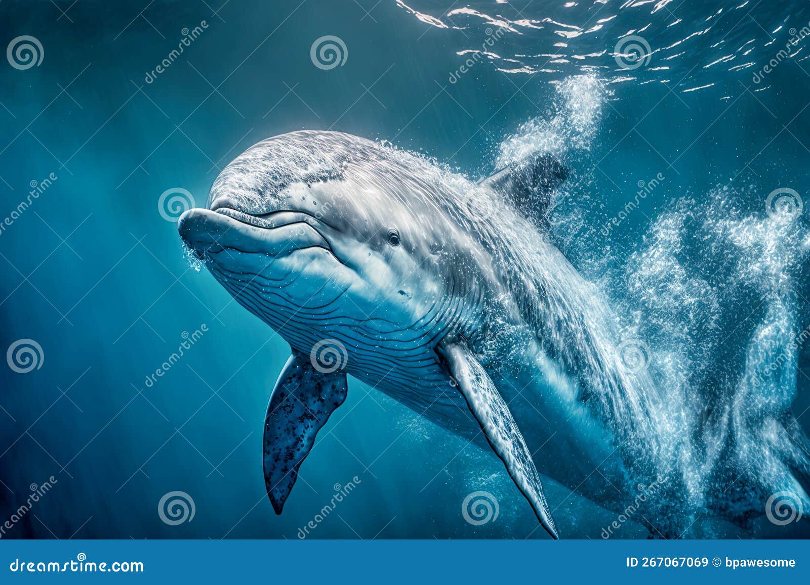 Dolphin Swimming Underwater, Hunting and Attacking, Predator ...