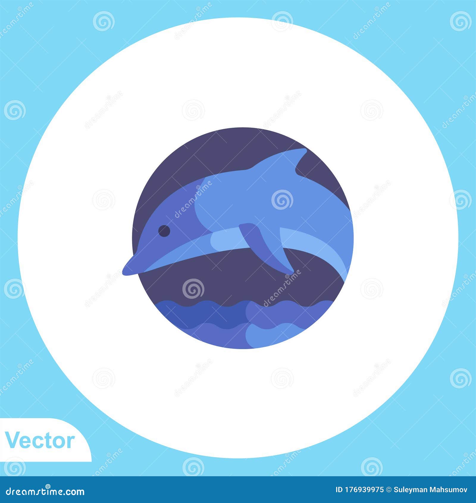 Dolphin Vector Icon Sign Symbol Stock Vector - Illustration of animal ...