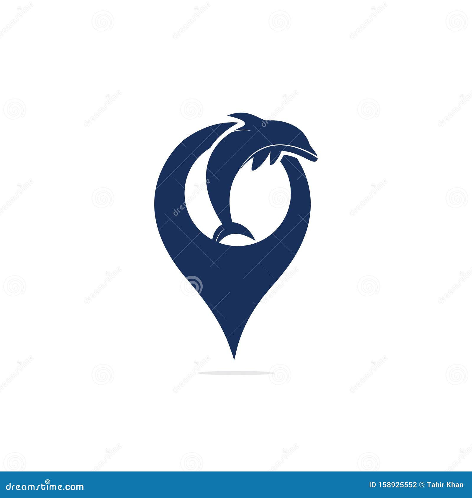 Dolphin Vector Logo with Gps Pointer Design. Stock Vector ...