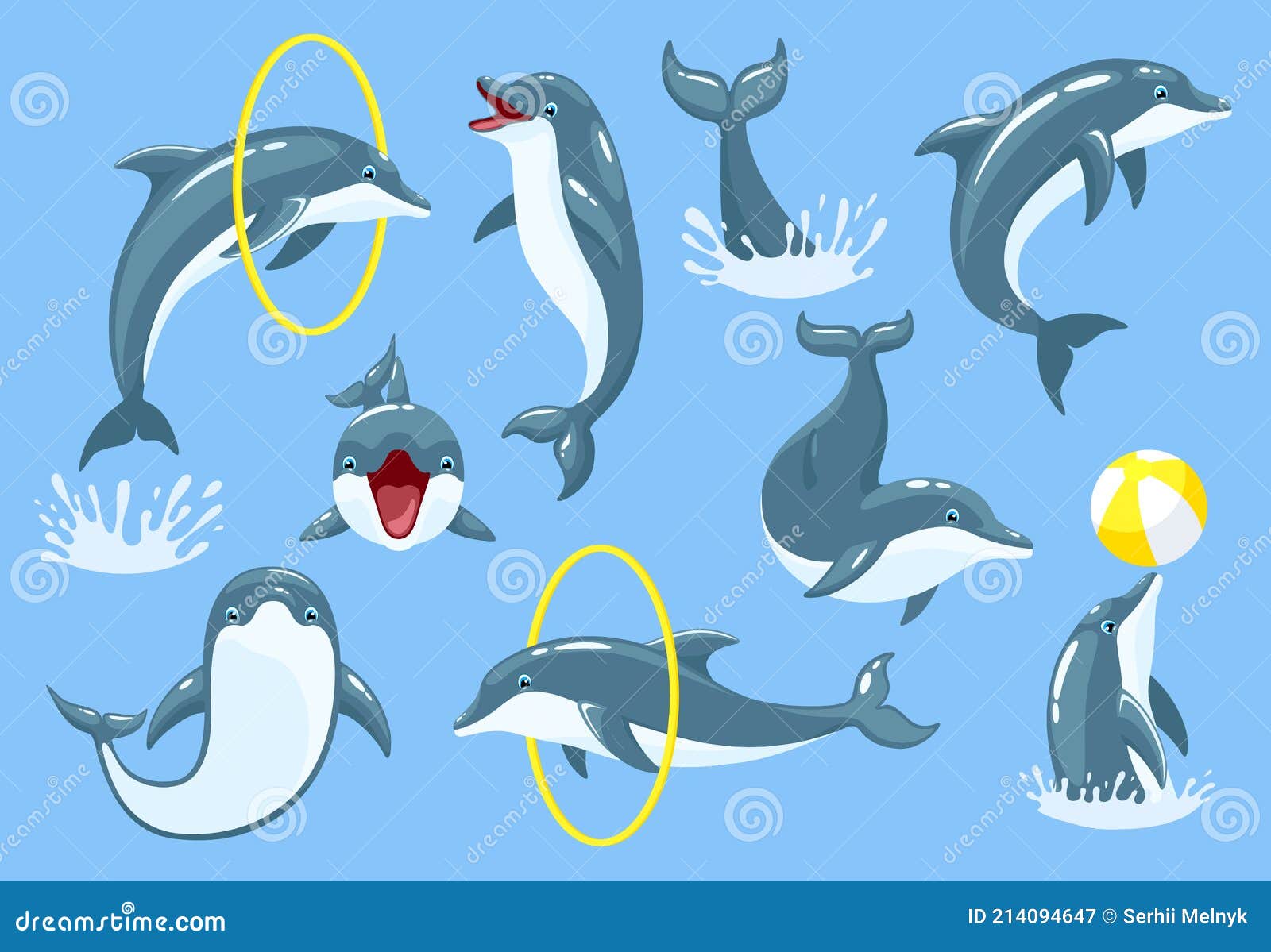 Dolphin vector set stock vector. Illustration of animal - 214094647