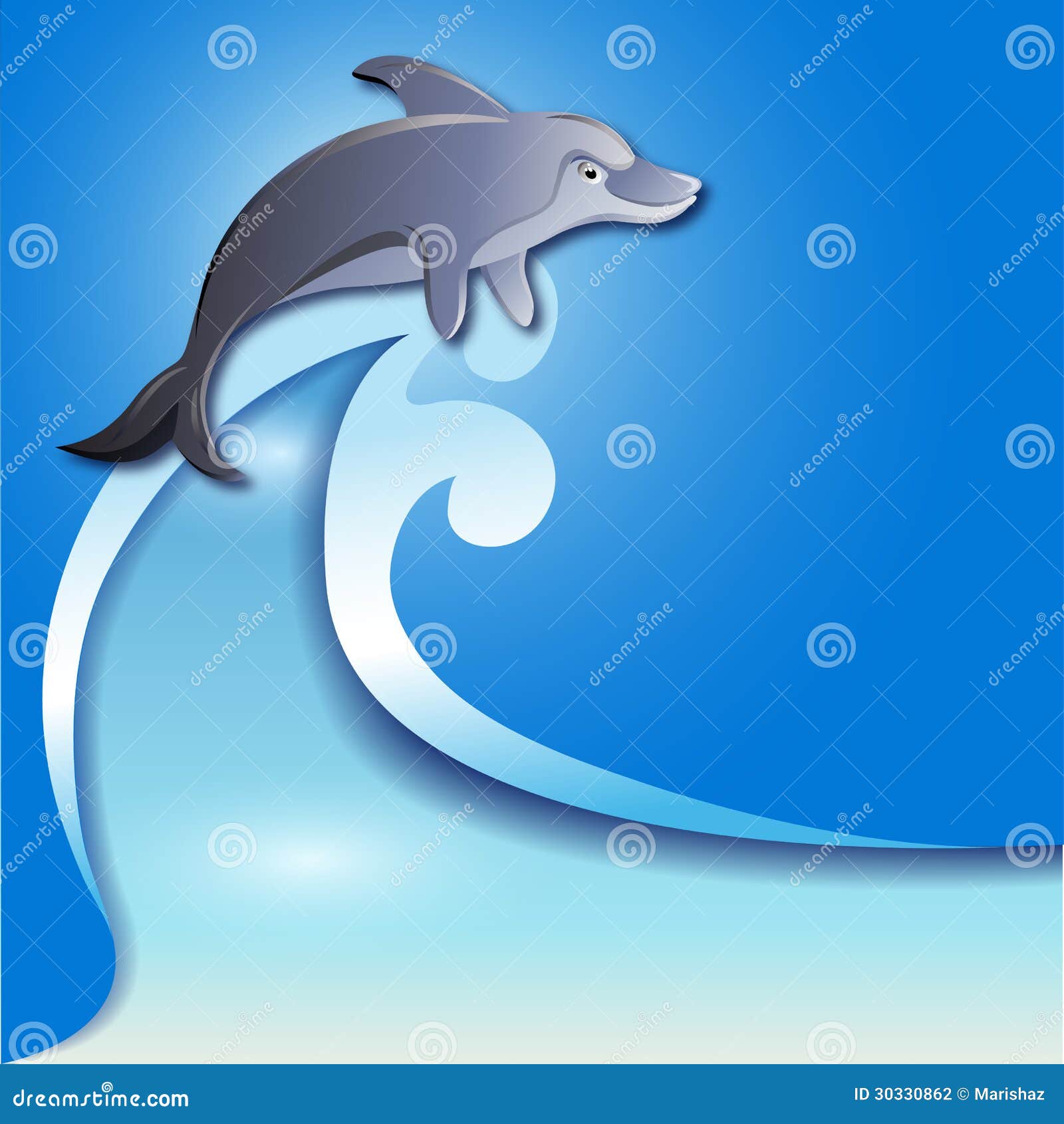 Dolphin on the wave stock vector. Illustration of summer - 30330862