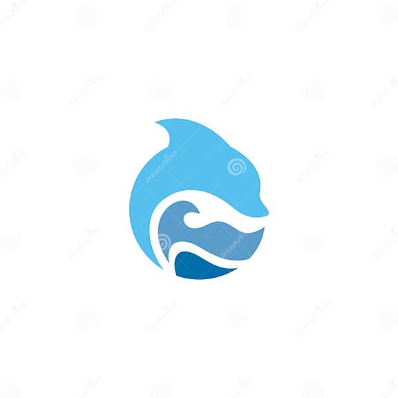 Dolphin with Wave Logo Vector Design Stock Illustration - Illustration ...