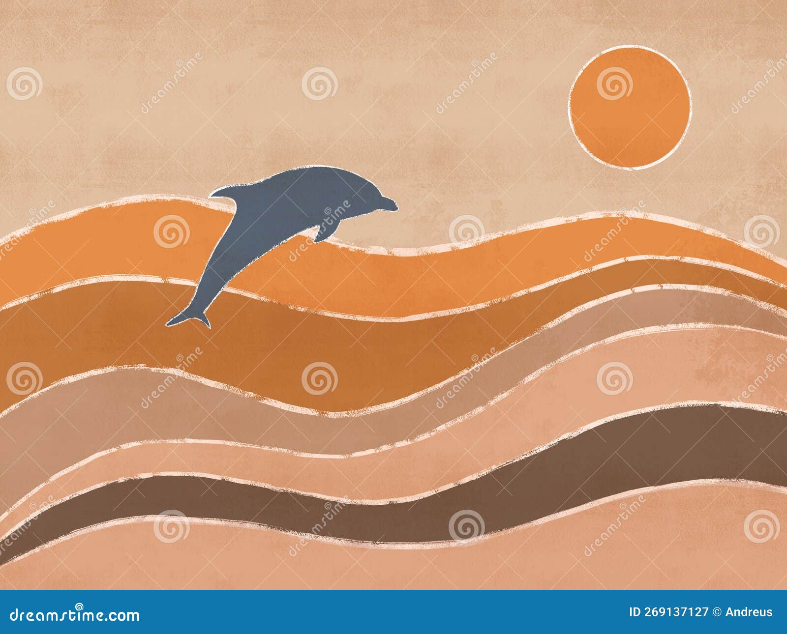 Dolphin, Waves And Ball Contours Cartoon Vector | CartoonDealer.com ...