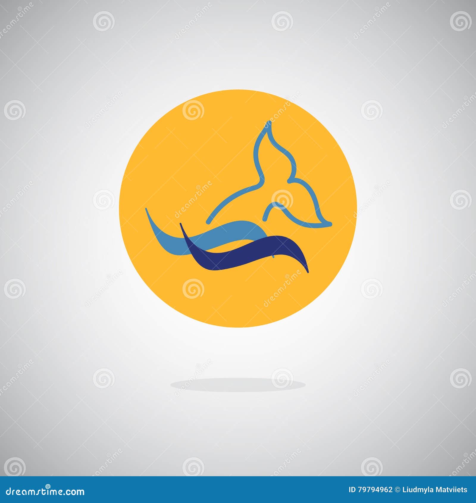 Dolphin, Whale Fin and Water Splash Icon Stock Illustration ...