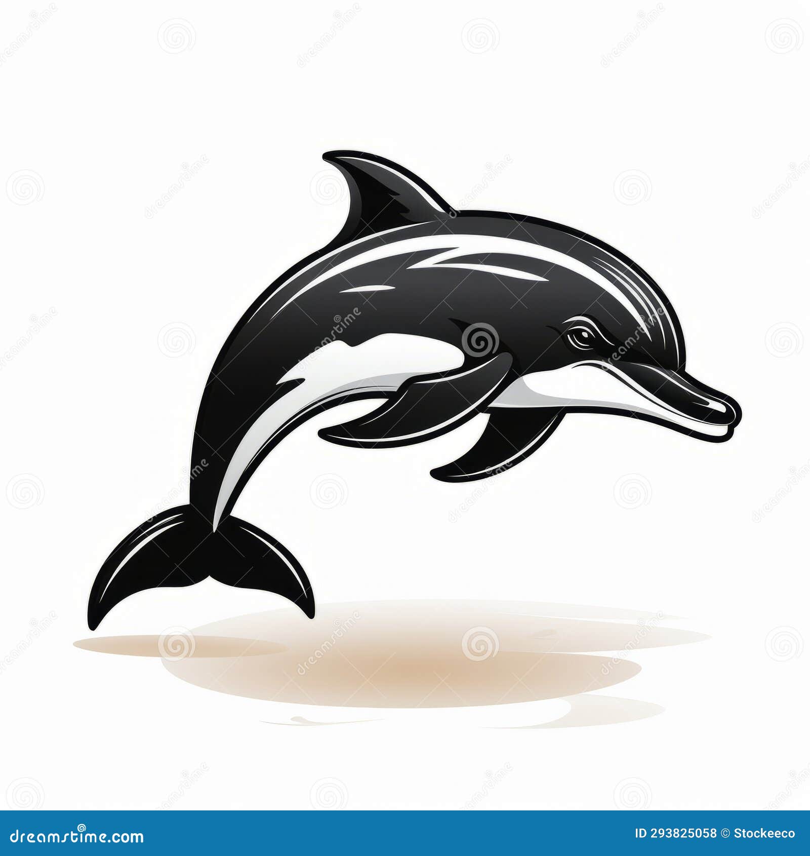 Intensely Detailed Cartoon Dolphin Illustration with Streamline ...
