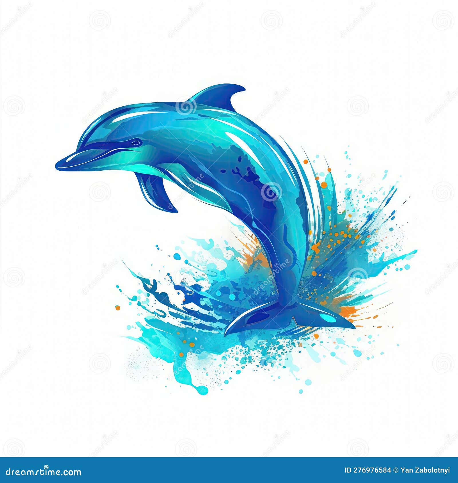 Dolphin on White Background Logo. Generative AI Stock Illustration ...