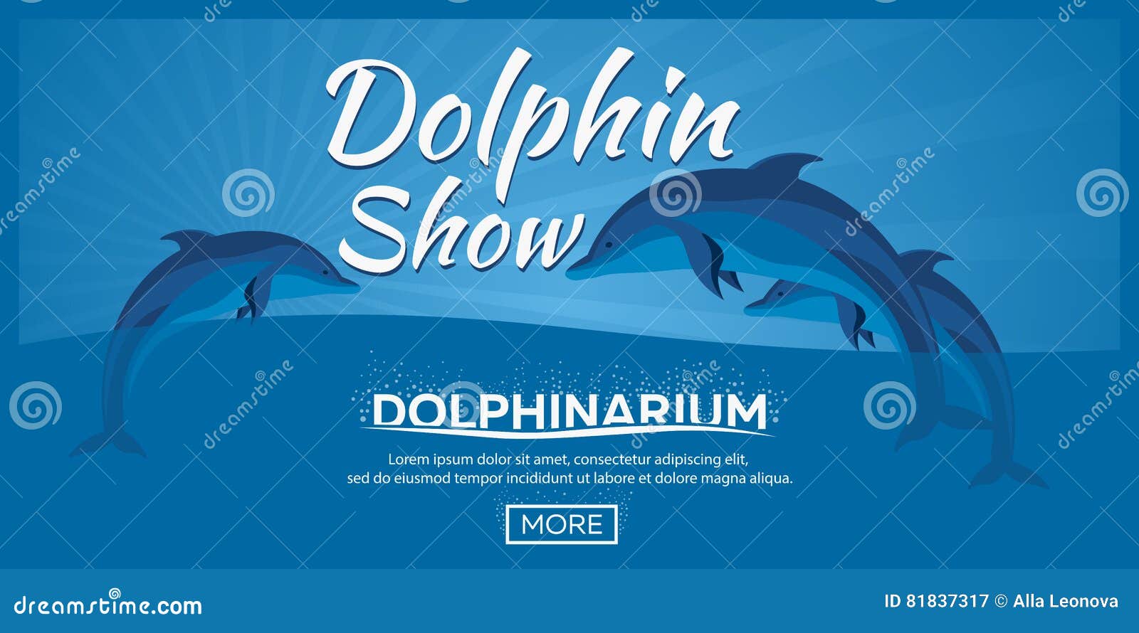 Dolphinarium. Dolphin Show. Banner. Ticket. Vector Flat Illustration ...