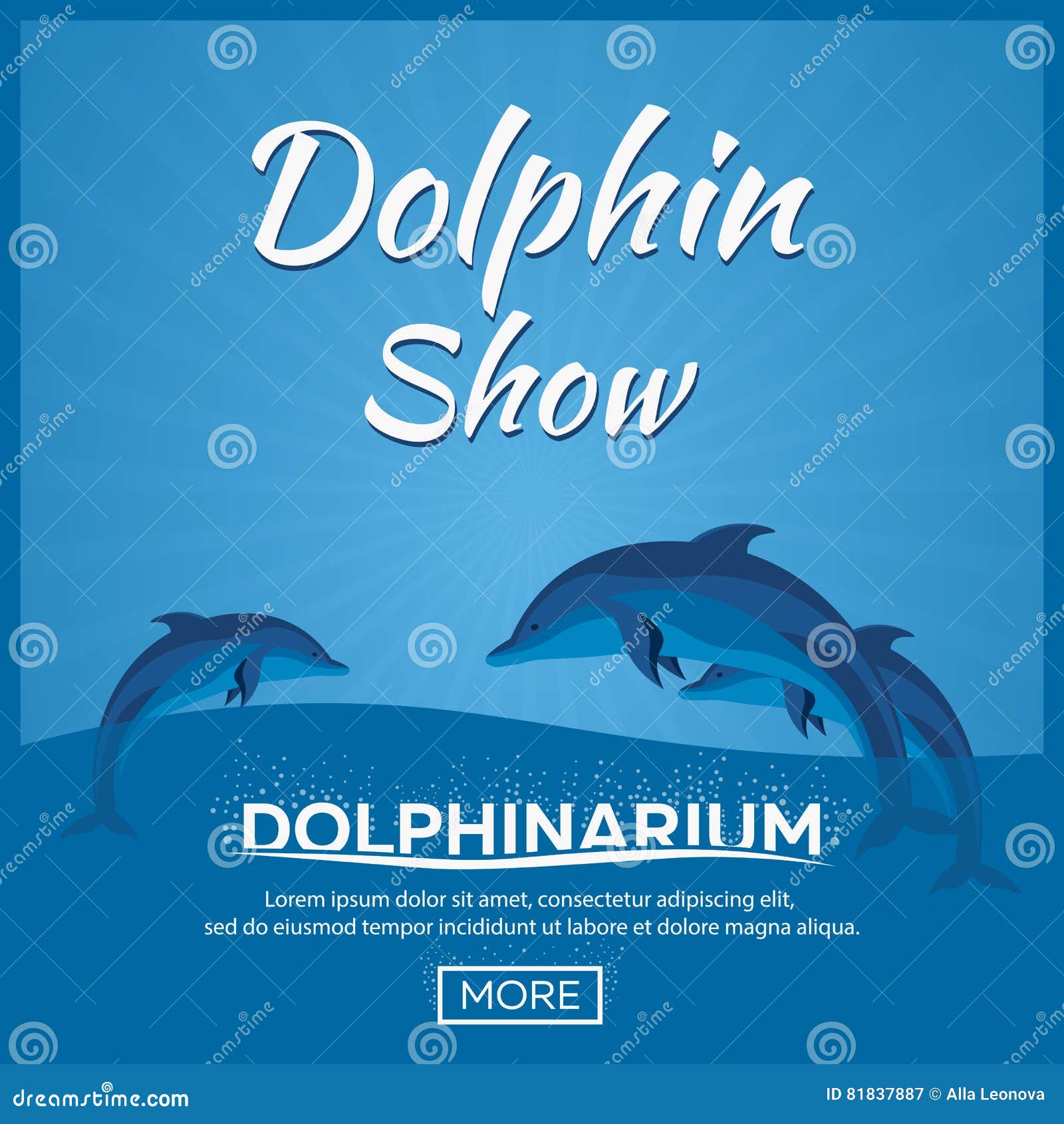 Dolphinarium. Dolphin Show. Banner. Ticket. Vector Flat Illustration ...