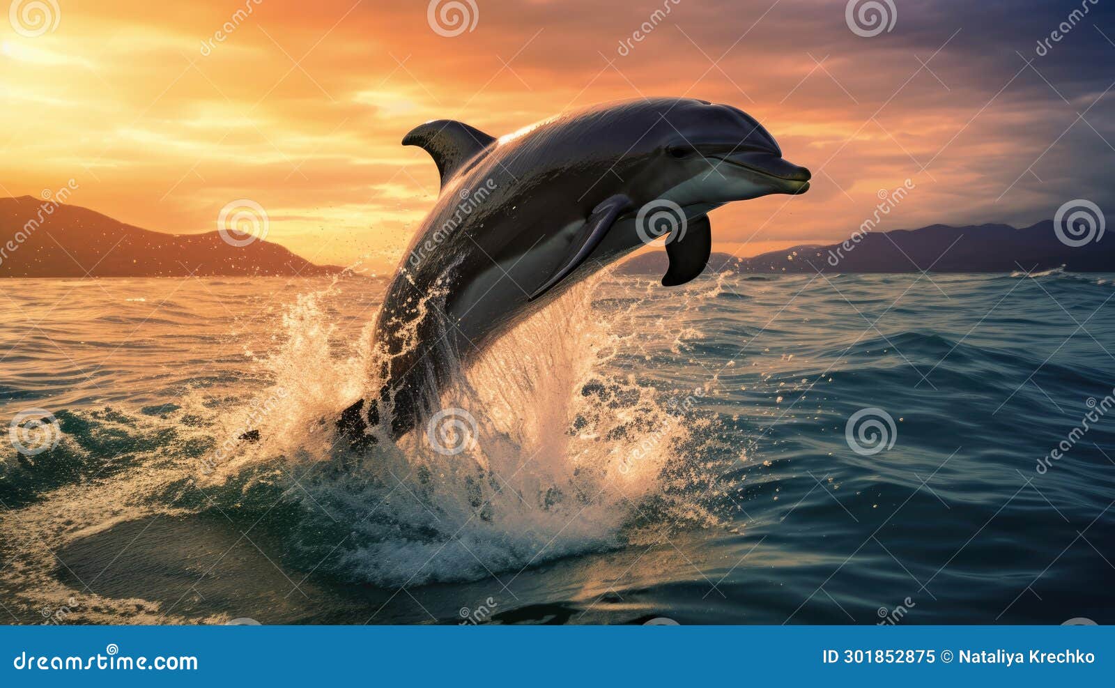 Dolphins Jump Out of the Water while Playing in the Waves Stock Image ...