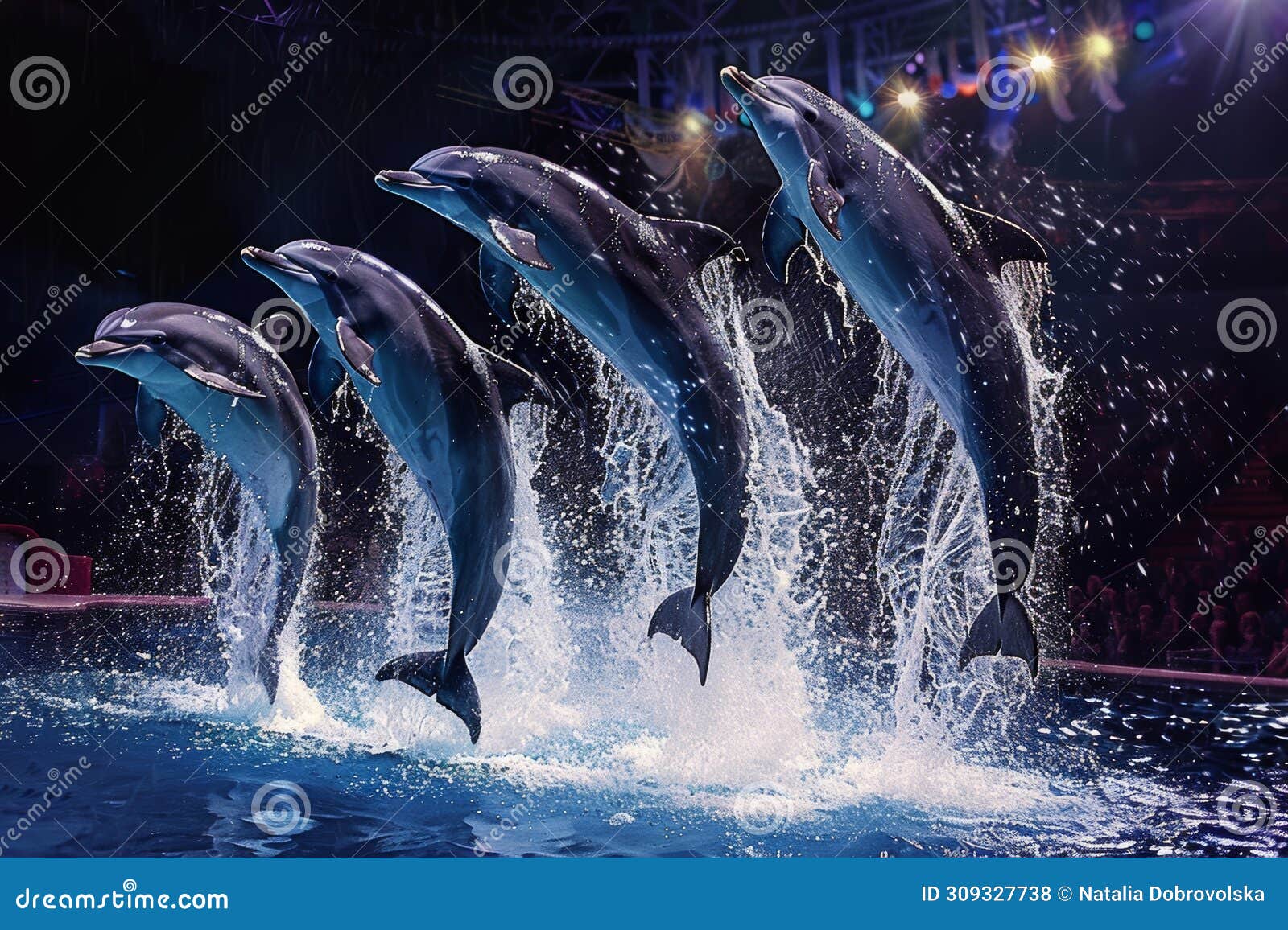 Dolphins Performing Show at the Circus,dolphinarium Stock Photo - Image ...