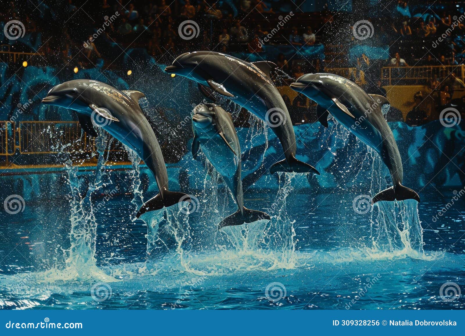 Dolphins Performing Show at the Circus,dolphinarium Stock Photo - Image ...