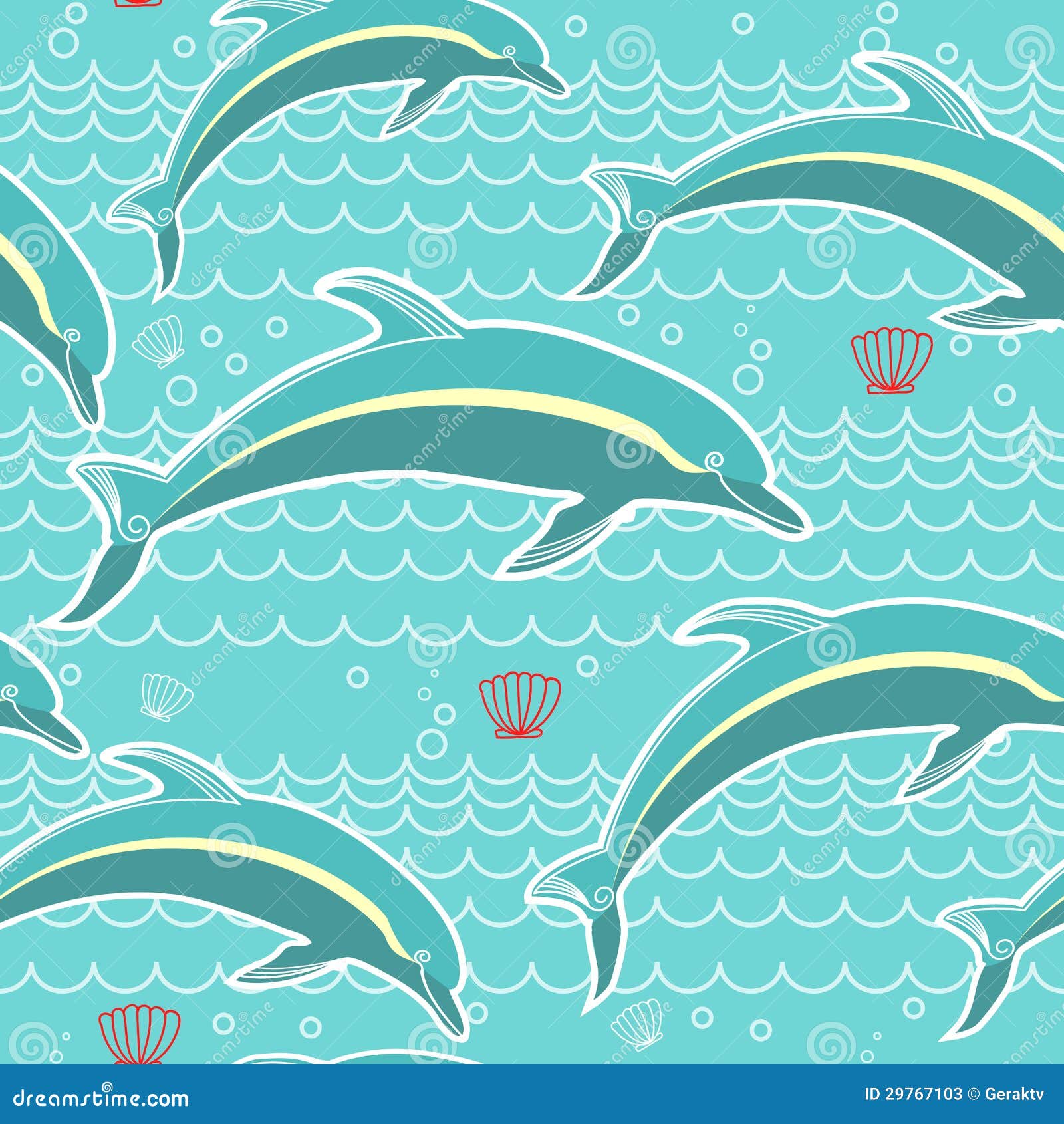 Dolphins Seamless Pattern.Vector Blue Sea Backgrou Stock Vector - Illustration of dolphin, white ...