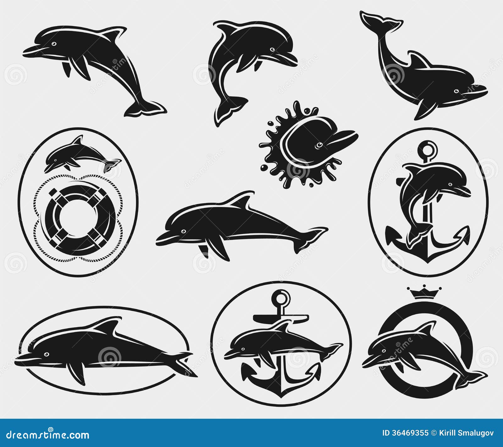 Dolphins set. Vector stock vector. Illustration of dolphin - 36469355