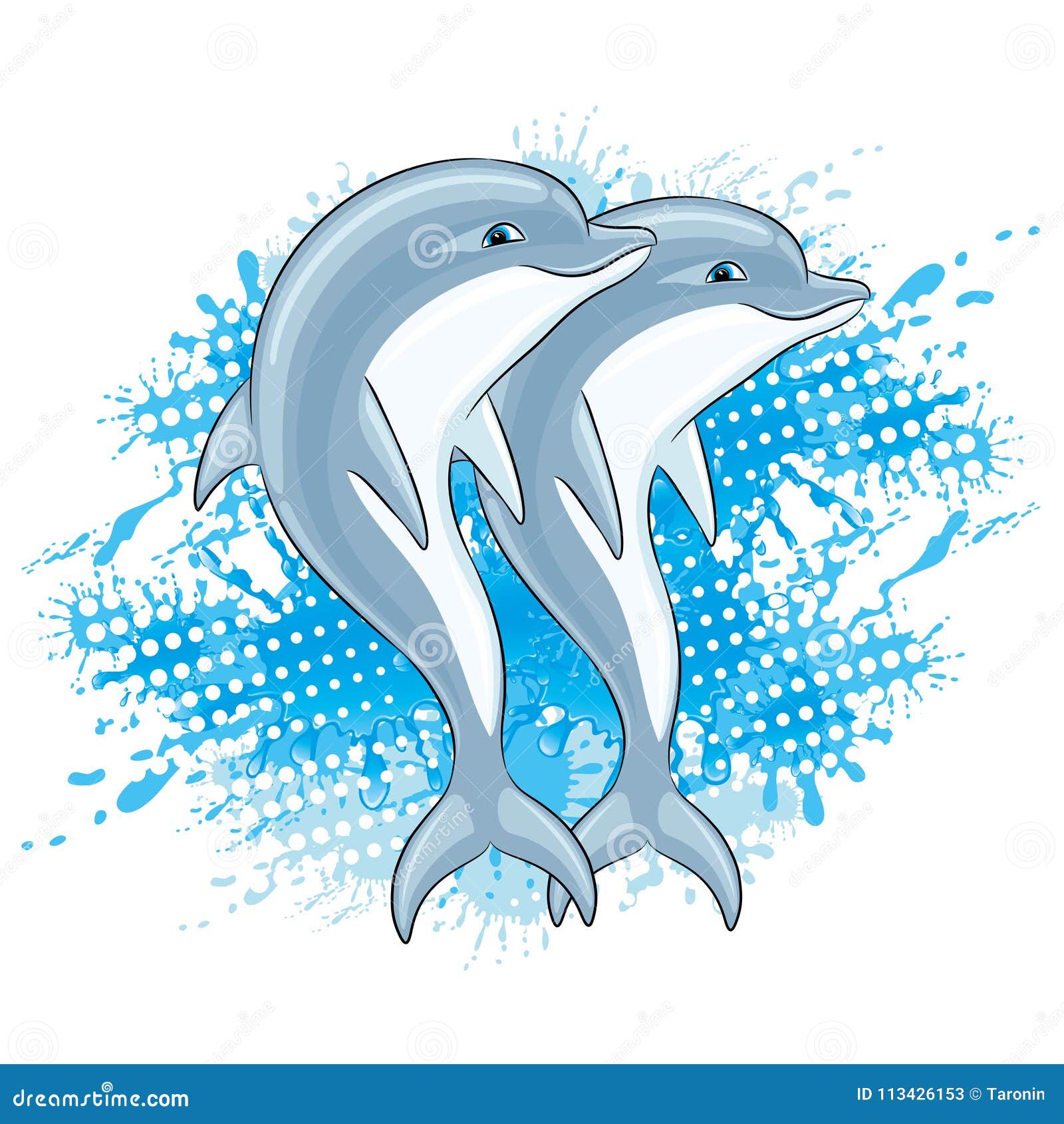 Dolphins and water splash. stock vector. Illustration of character ...