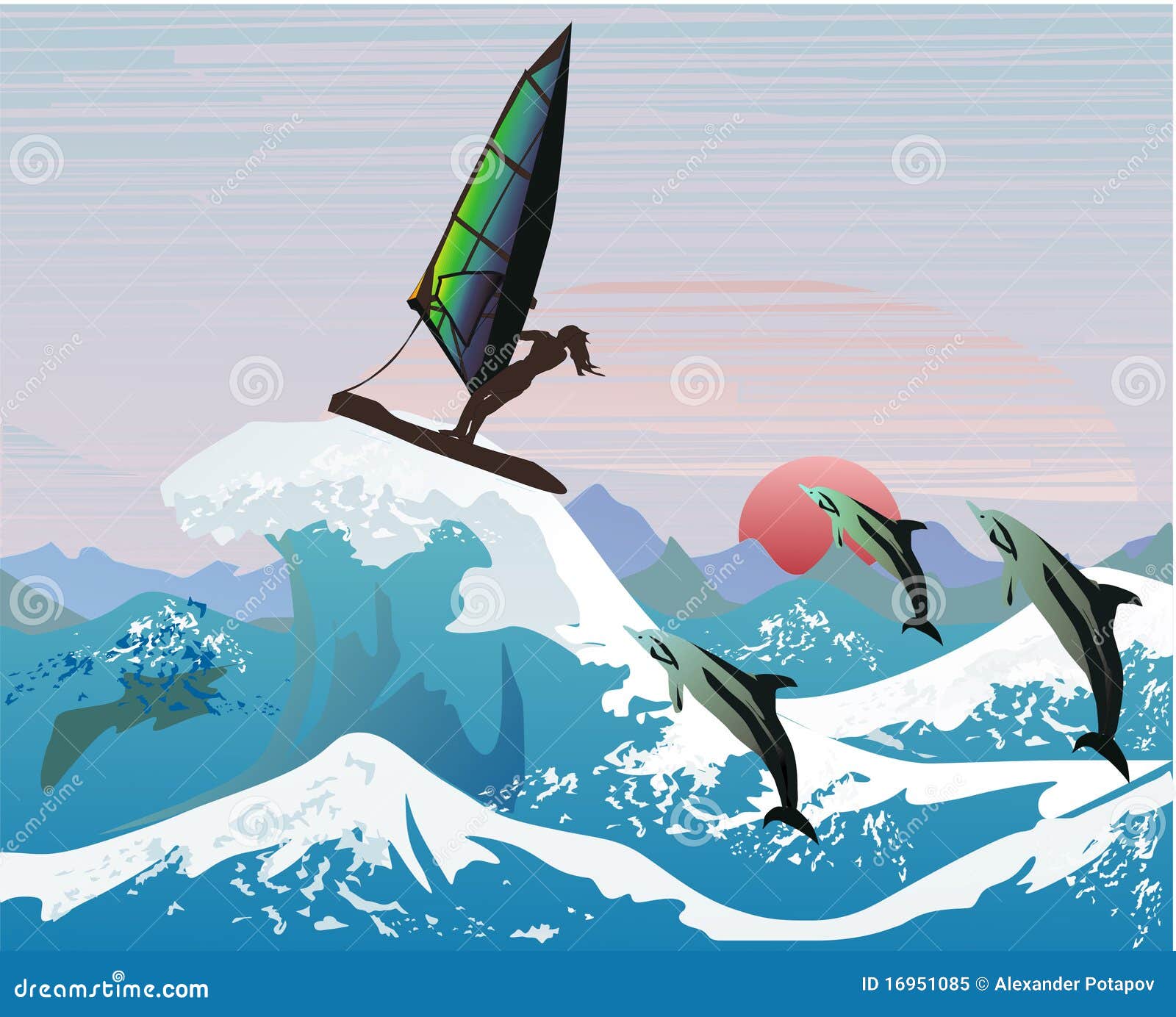 Windsurfer Cartoon Vector | CartoonDealer.com #18719309