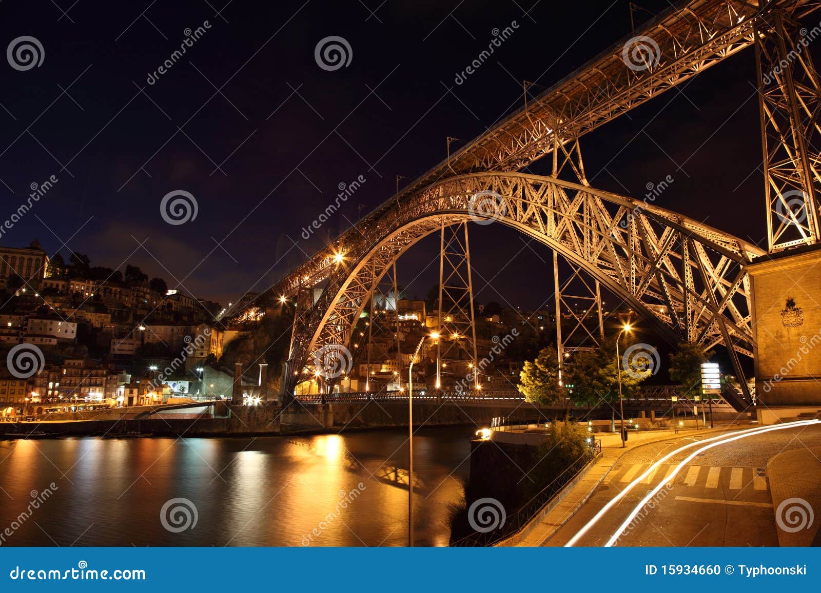 Dom Luis Bridge at Night, Porto Stock Photo - Image of oporto ...