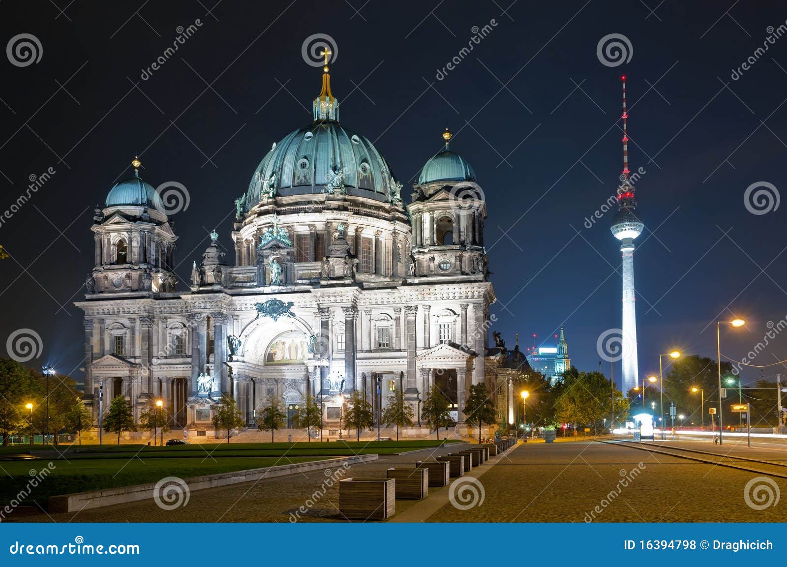 Dom and tv tower in Berlin editorial stock photo. Image of postcard ...