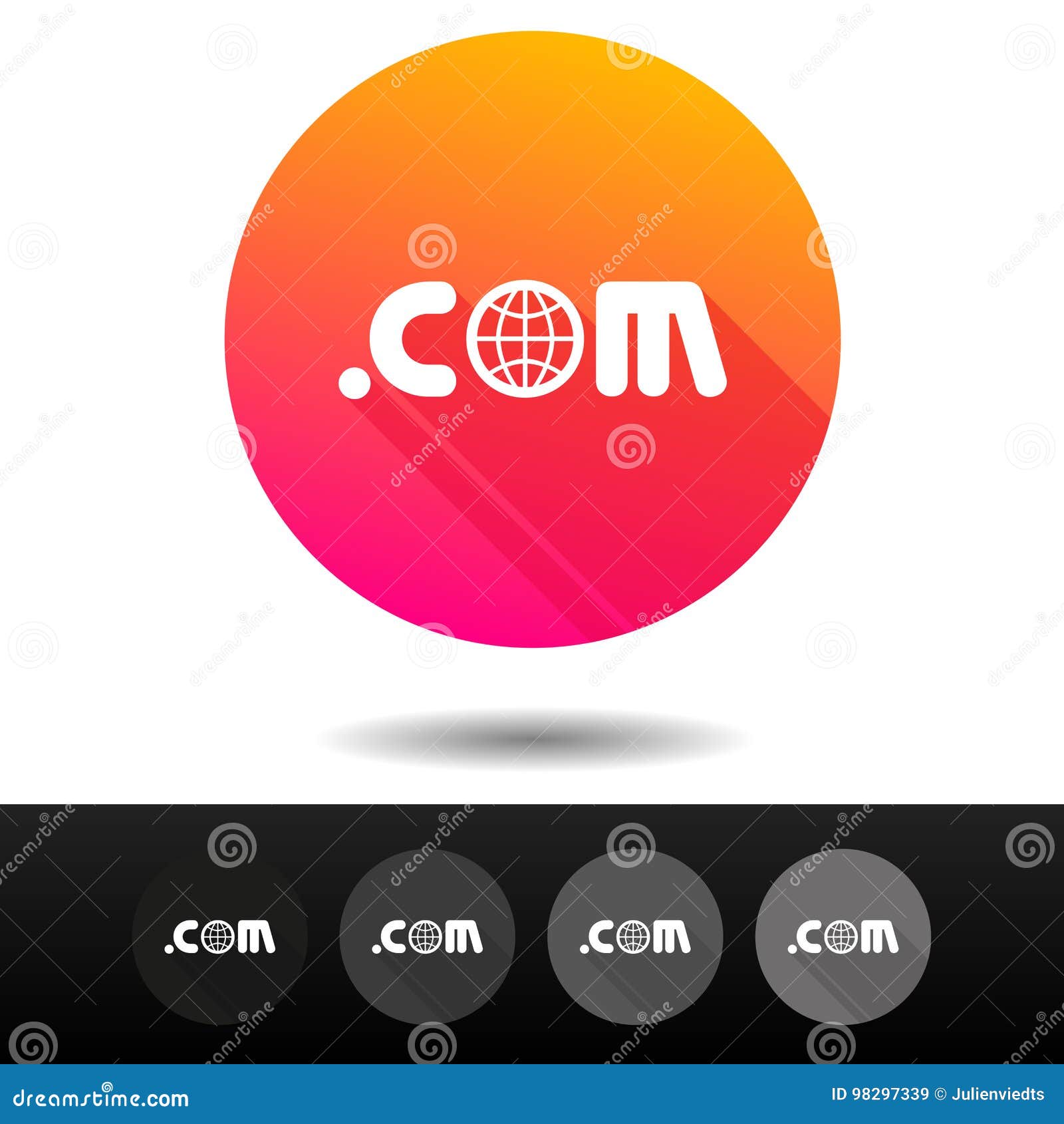 Domain COM Sign Buttons. 5 Icons Vector Top-level Internet Domain ...
