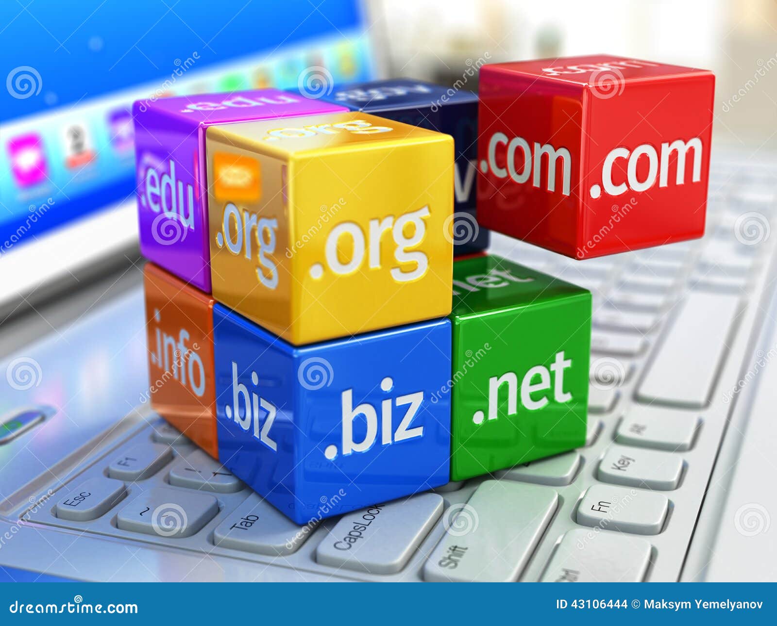 Domain Concept. Cubes on White Laptop Keyboard Stock Illustration ... Domain Concept. Cubes on White Laptop Keyboard Stock Illustration ...