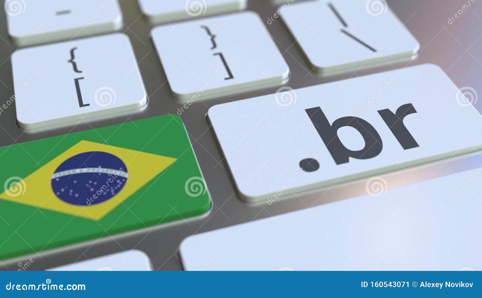 Brazilian Domain .br and Flag of Brazil on the Buttons on the Computer ...
