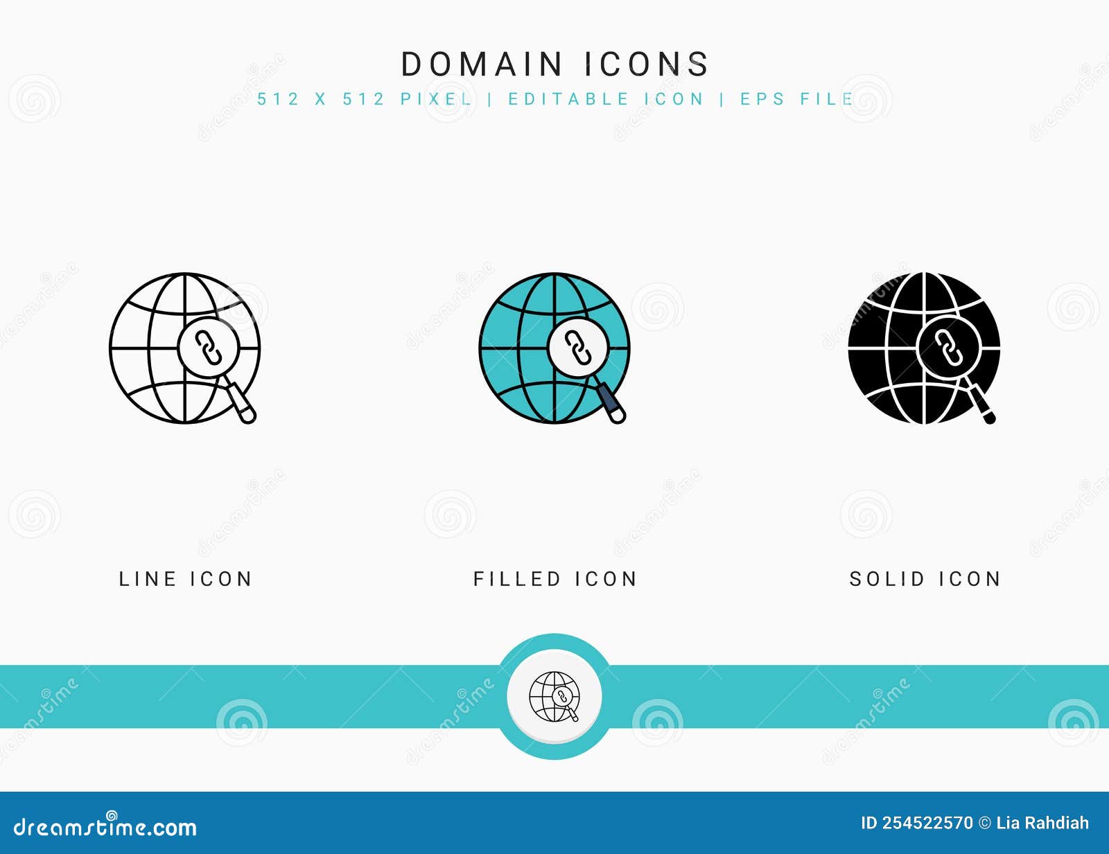 Domain Icons Set Vector Illustration with Solid Icon Line Style ...