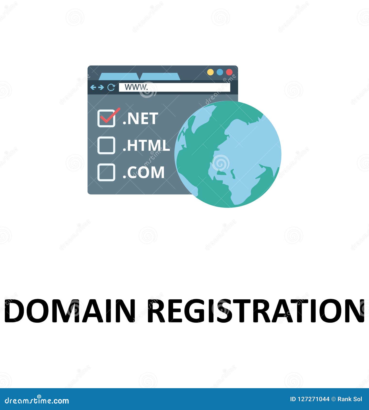 Domain Registration Isolated Color Vector Illustration Icon Stock ... Domain Registration Isolated Color Vector Illustration Icon Stock ...