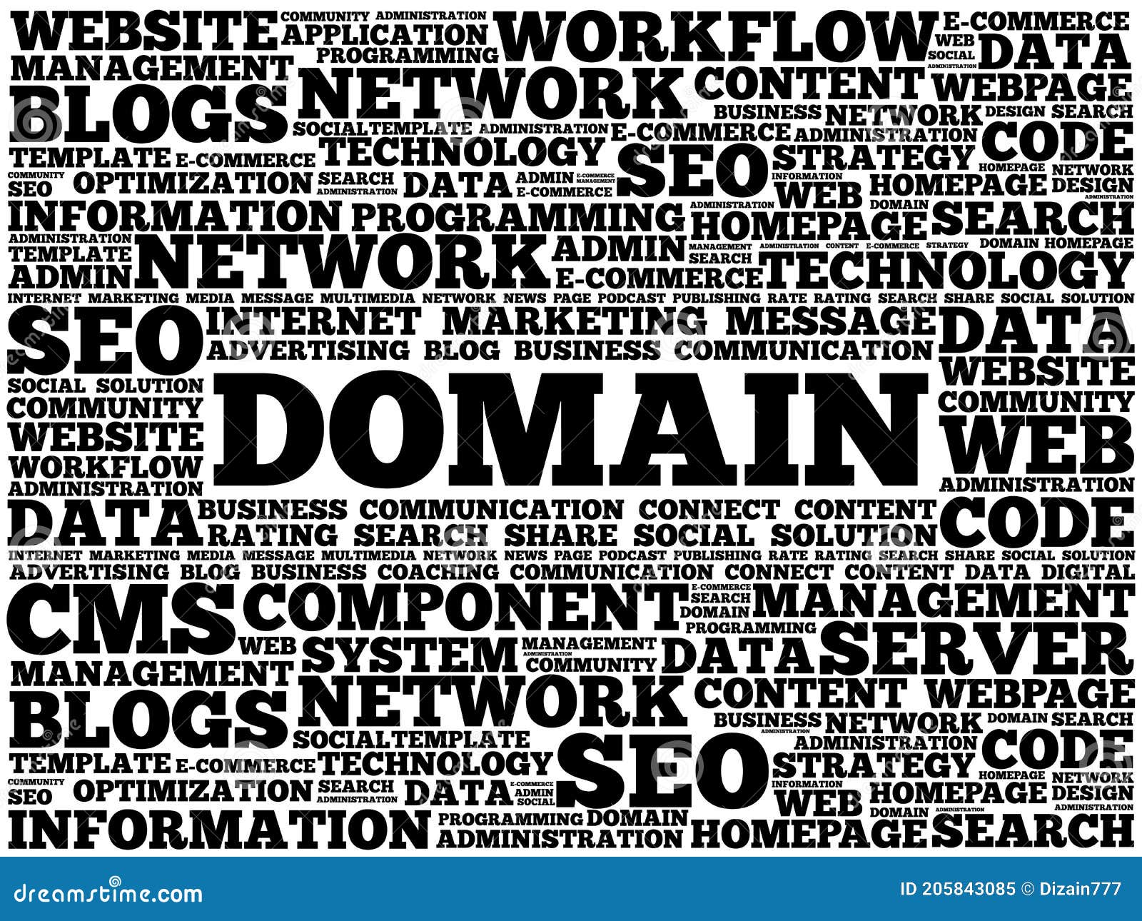 DOMAIN word cloud stock illustration. Illustration of request - 205843085