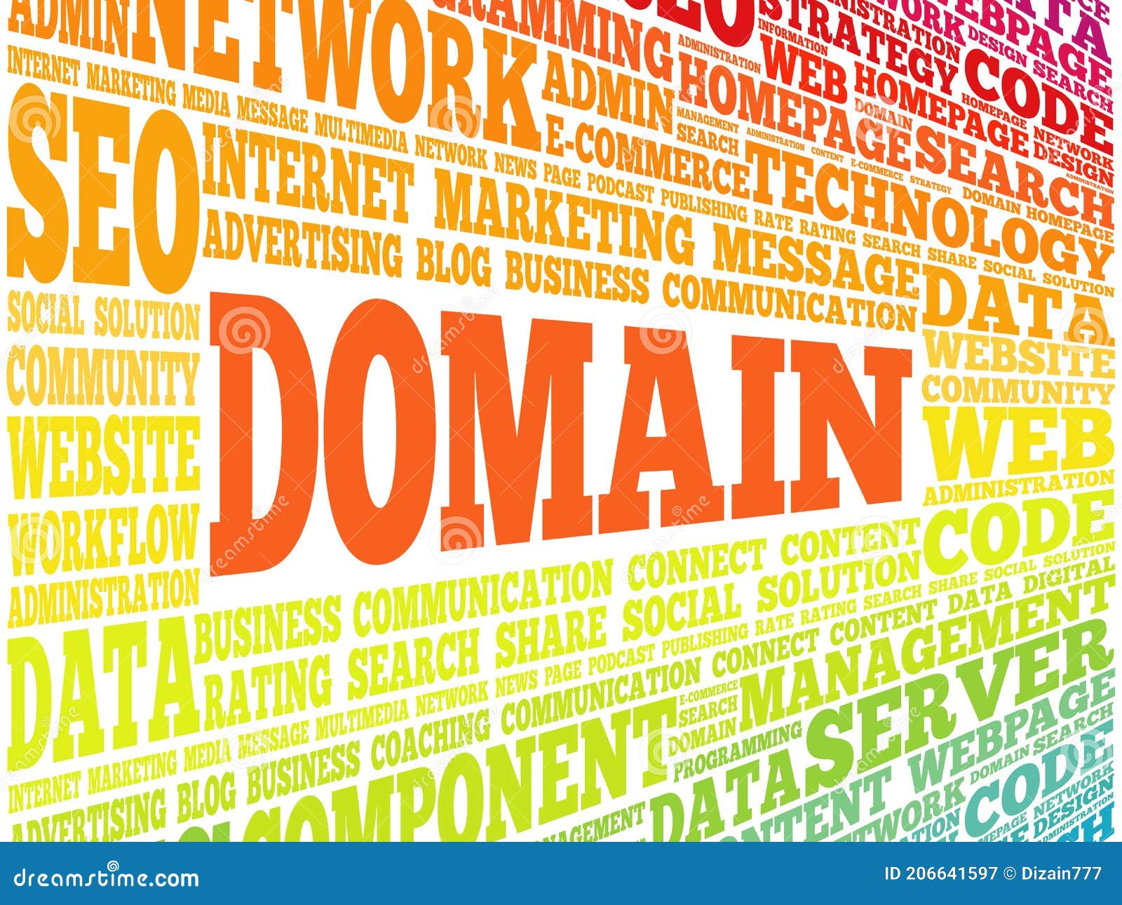 DOMAIN word cloud stock illustration. Illustration of internet - 206641597