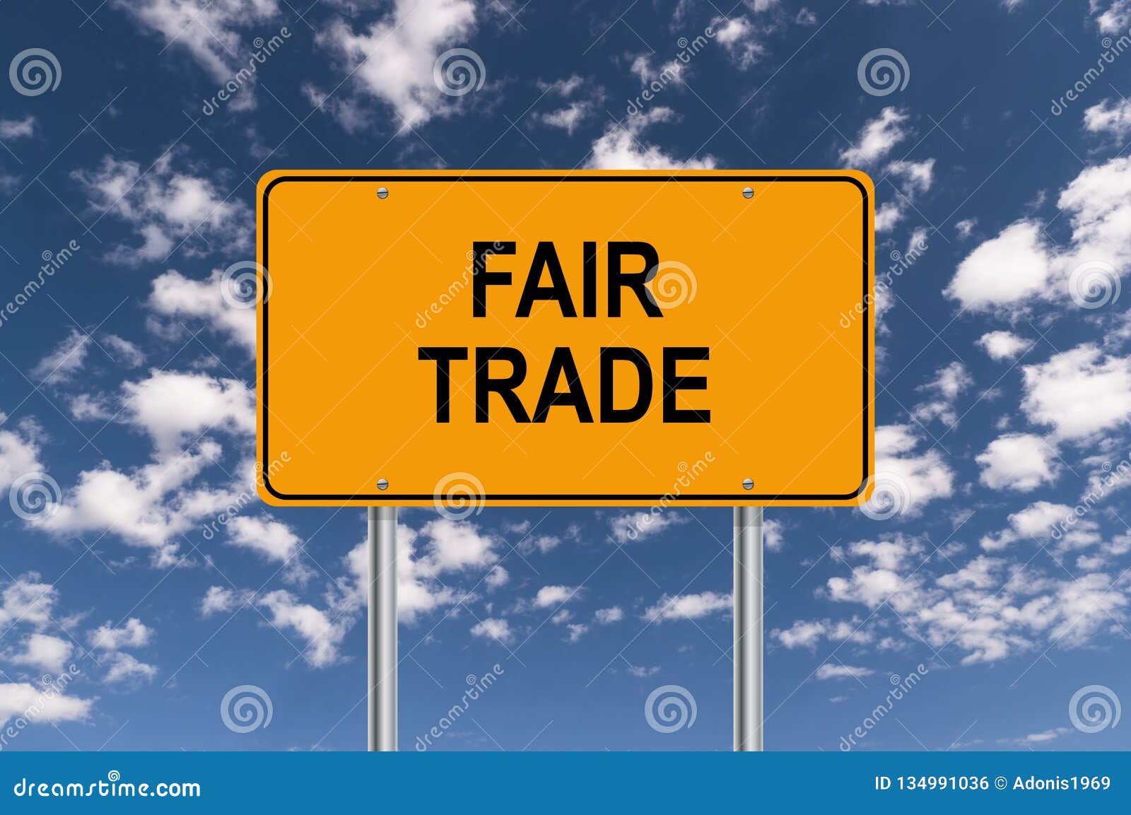 Fair trade road sign stock photo. Image of hint, clouds - 134991036